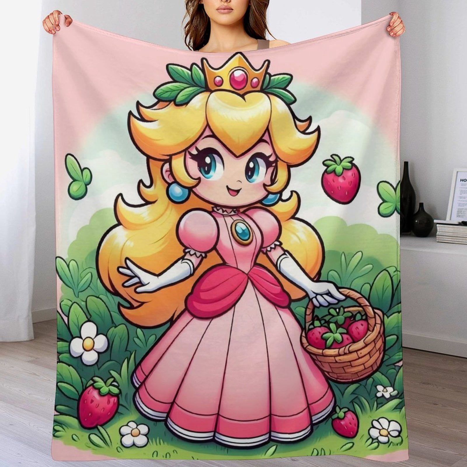 Super Mario Princess Peach Soft and comfortable throw blanket for sofa ...