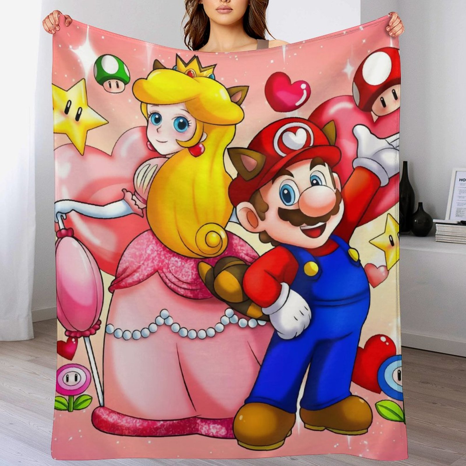 Super Mario Princess Peach Soft and comfortable throw blanket for sofa ...