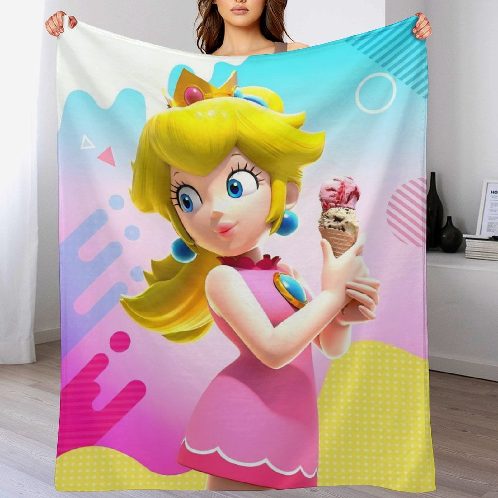 Super Mario Princess Peach Soft and comfortable throw blanket for sofa ...