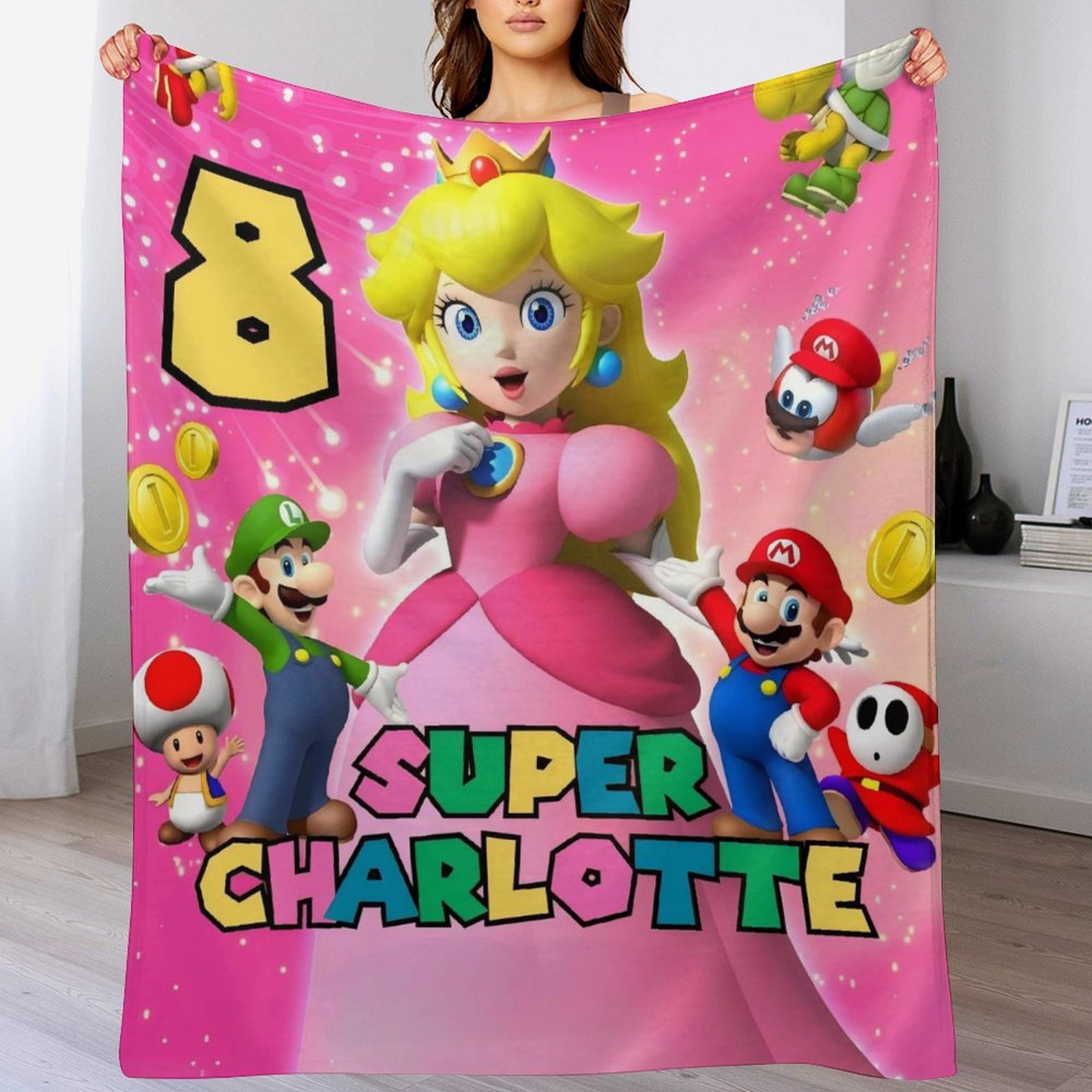 Super Mario Princess Peach Soft and comfortable throw blanket for sofa ...