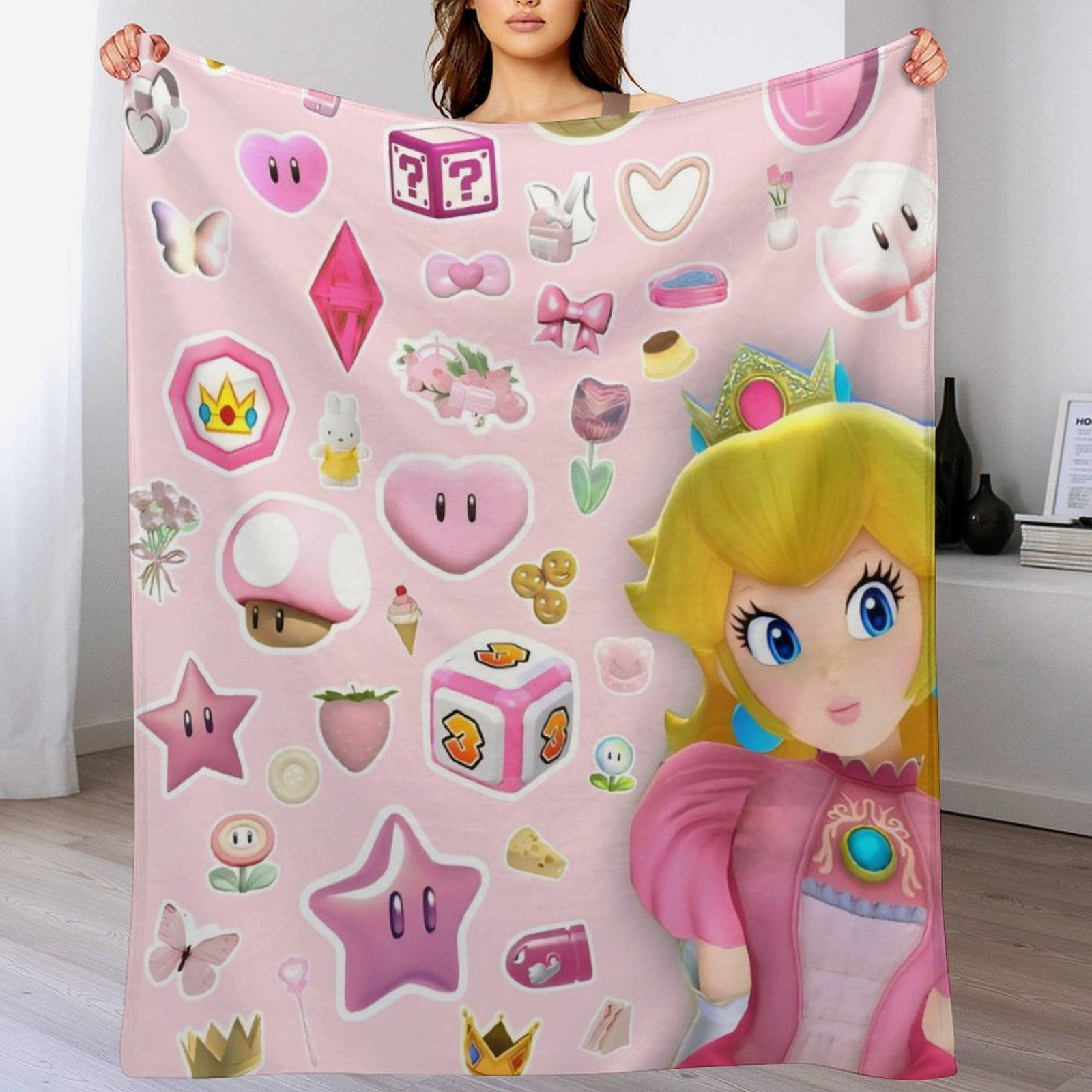 Super Mario Princess Peach Soft and comfortable throw blanket for sofa ...