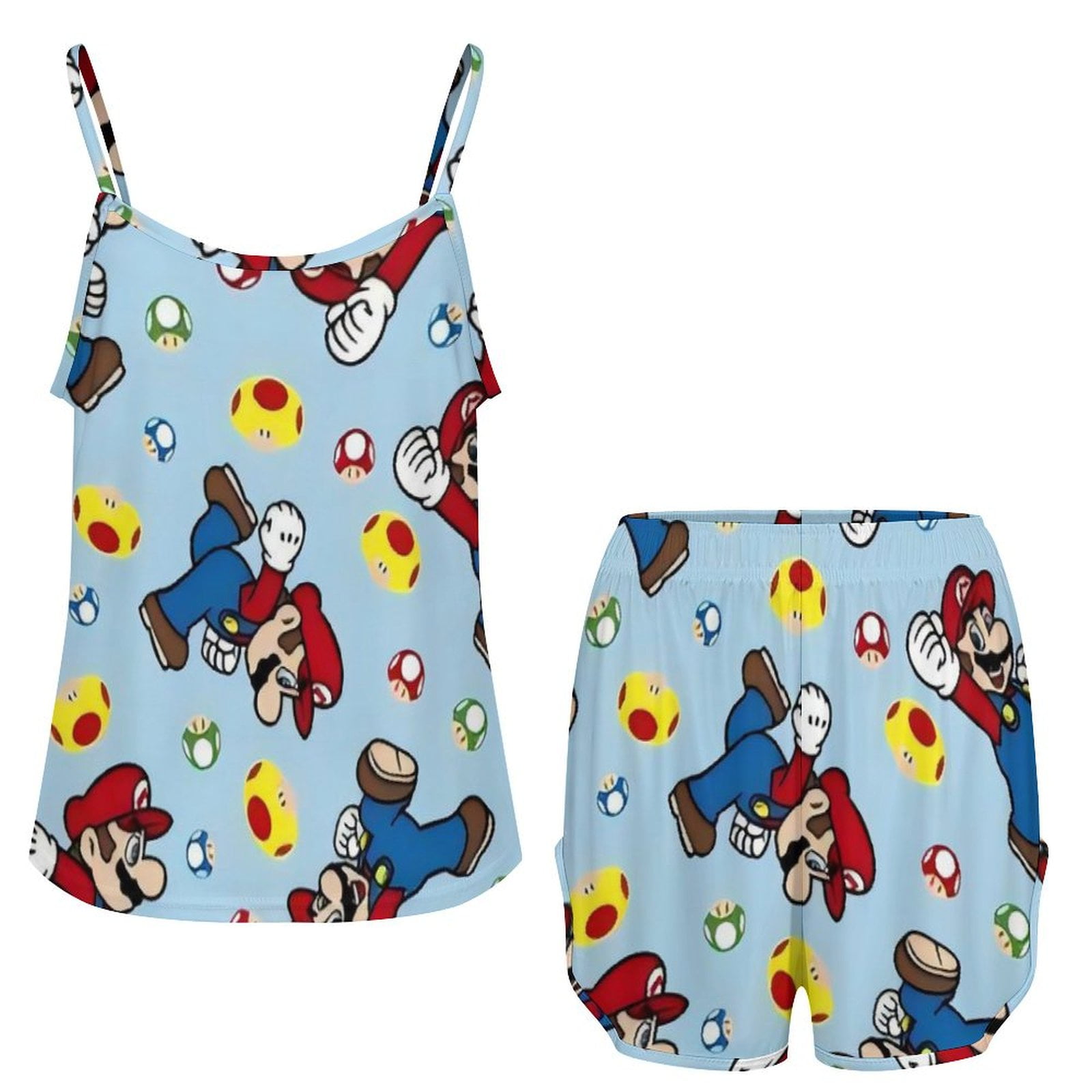 Super Mario Princess Peach Women's pajamas ice silk suspender set L ...