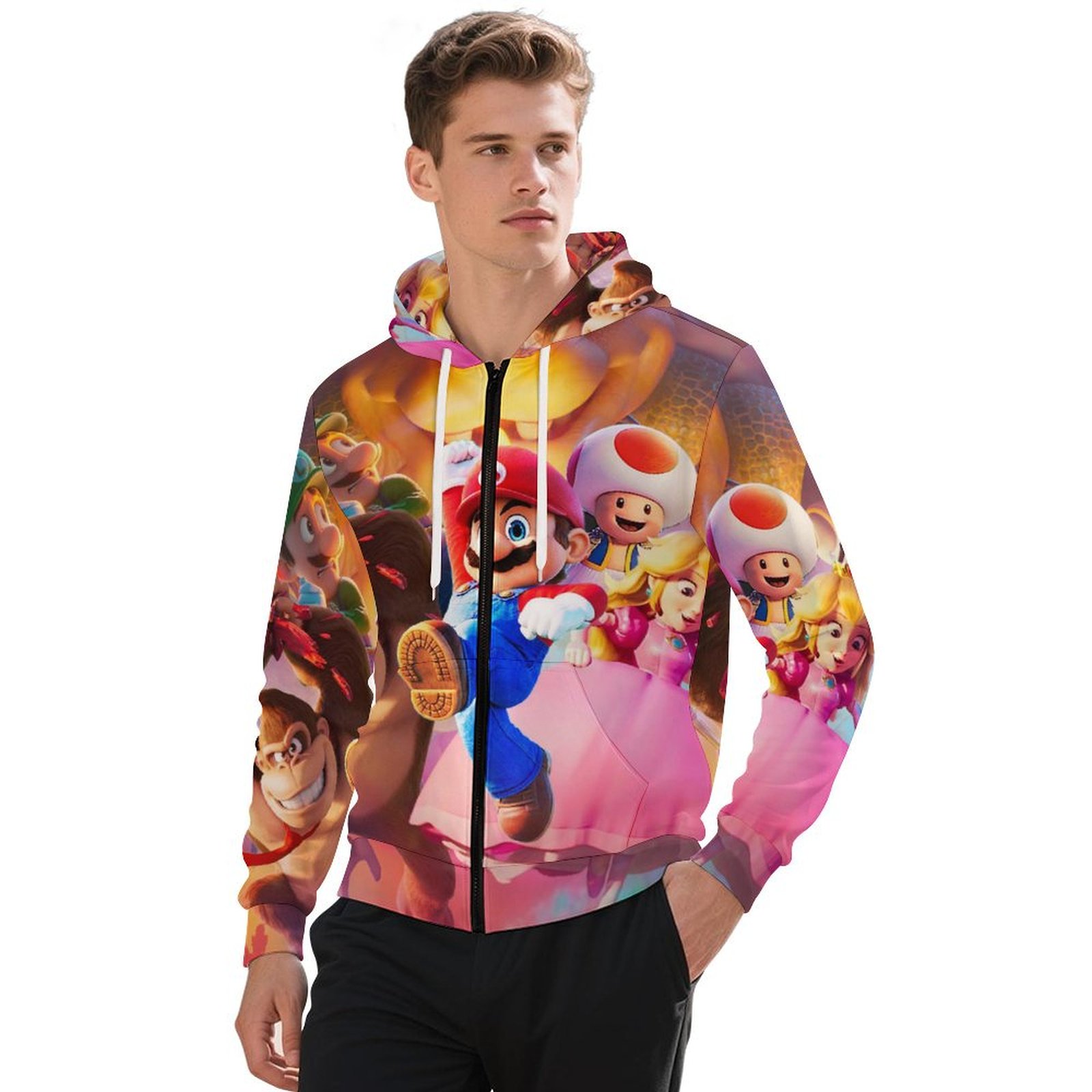 Super Mario Princess Peach Zip-Up Hoodie Pullover Hooded Long Sleeve ...