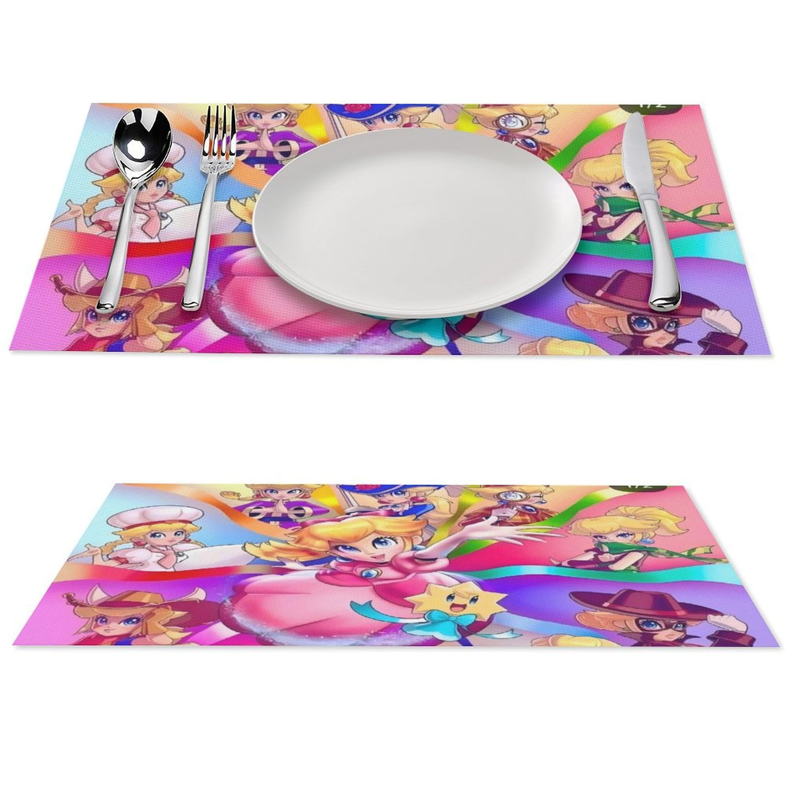 Super Mario Princess Peach kids plastic waterproof placemat 4 PCS ...