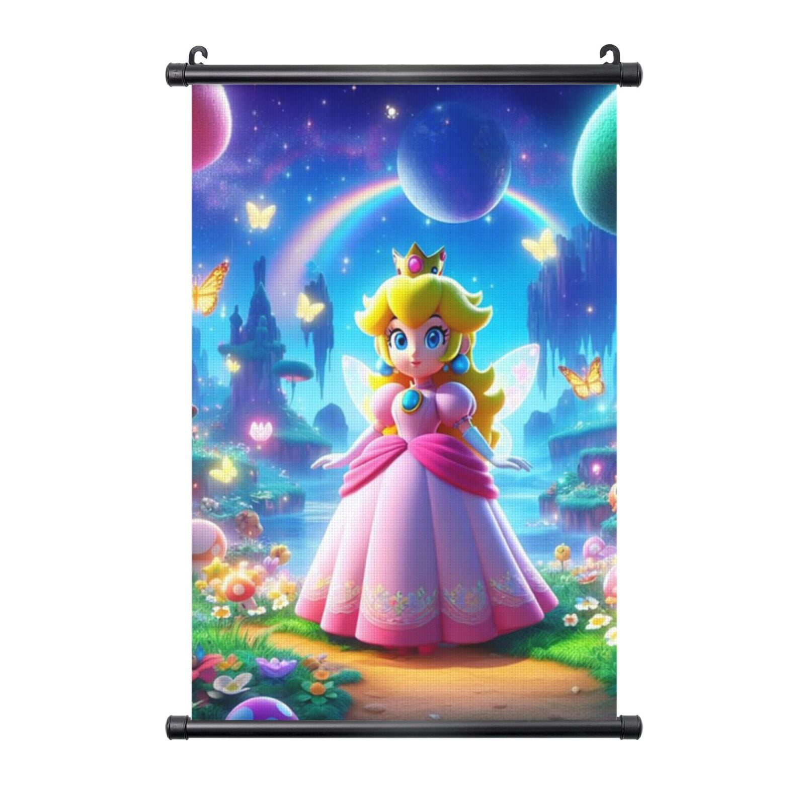 Super Mario Princess Poster Black Plastic Shaft Hanging Posters Wall ...