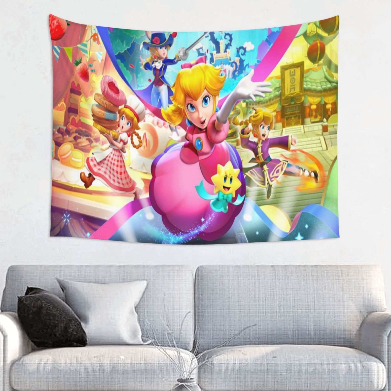 Super Mario Princess Wall Tapestry Cartoon Poster for Bedroom ...