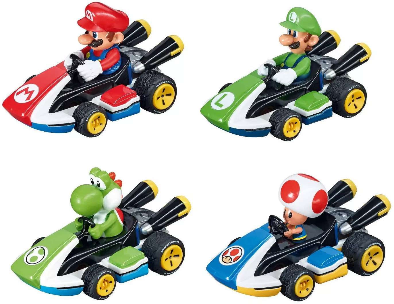 Super Mario Pull & Speed Toad, Yoshi, Mario & Luigi Vehicle 4-Pack ...