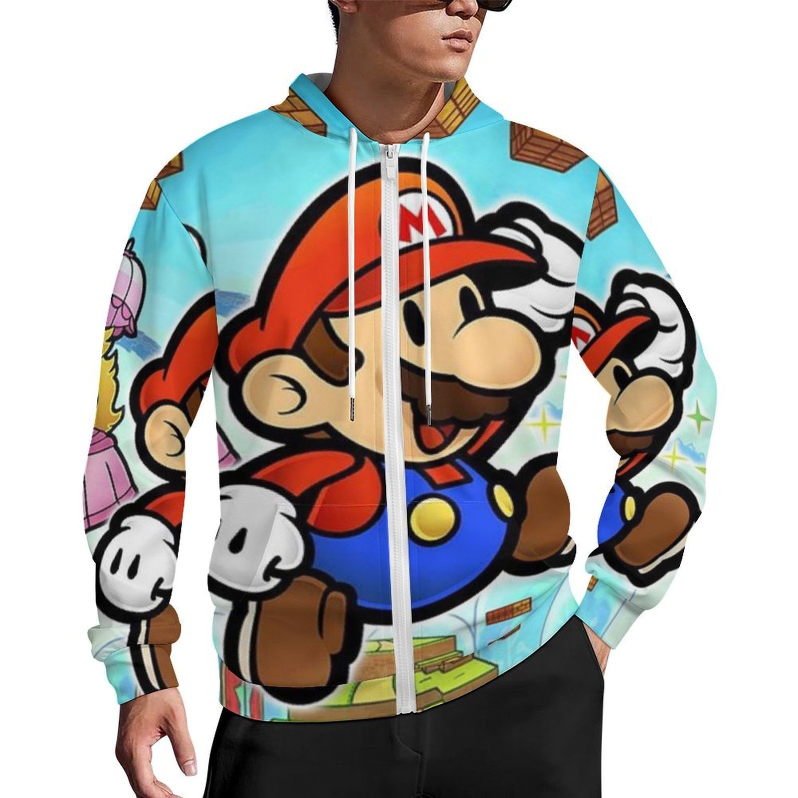 Super Mario Pullover Zip-up Hoodie Loose-fit Sweatshirt Casual Hooded ...