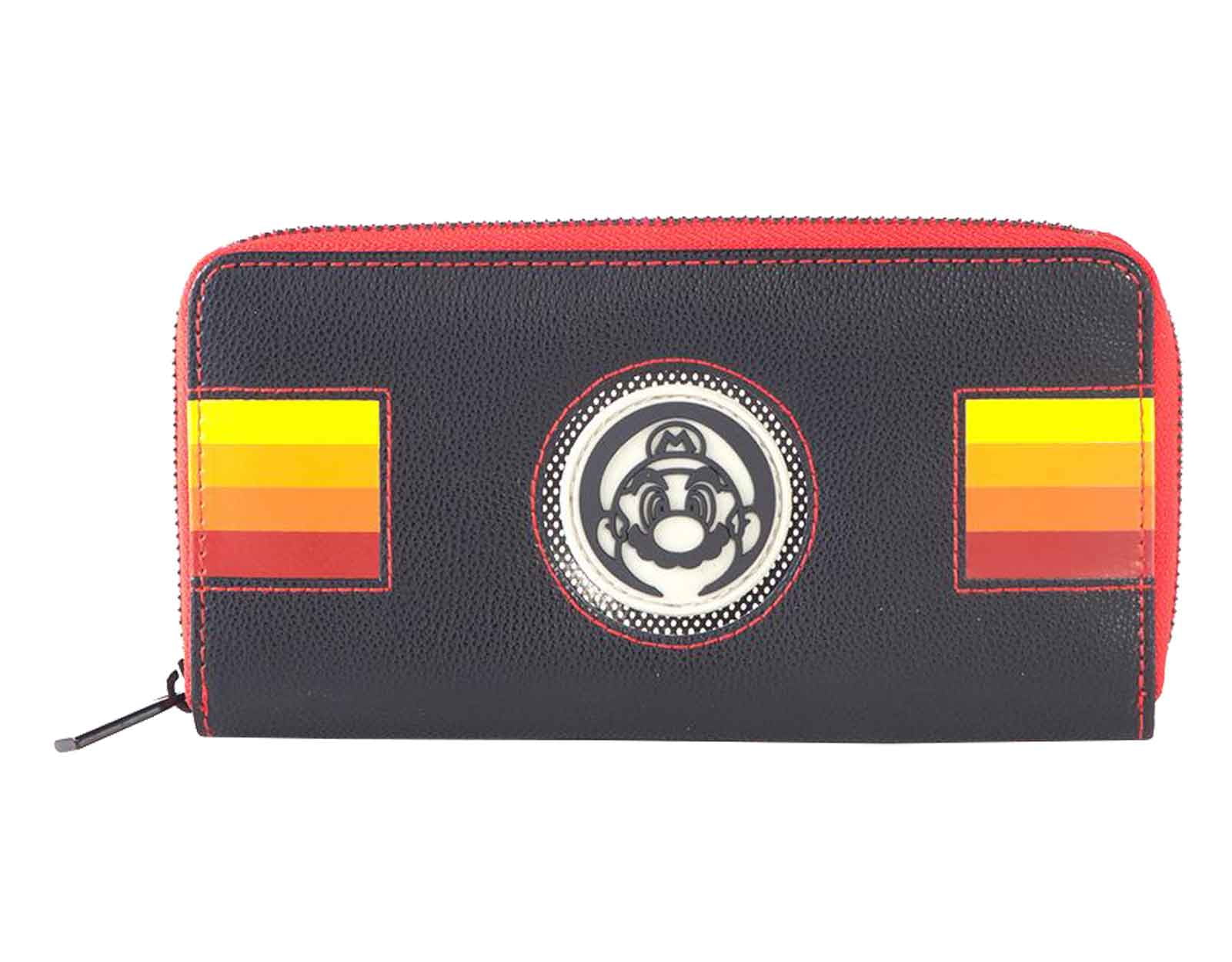 Super Mario Purse Retro Stripes Logo new Official Nintendo Black Zip ...
