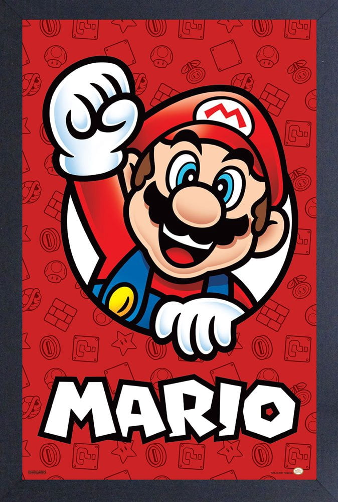 Super Mario Red 11x17 Framed Gel-Coat Print - Walmart.com
