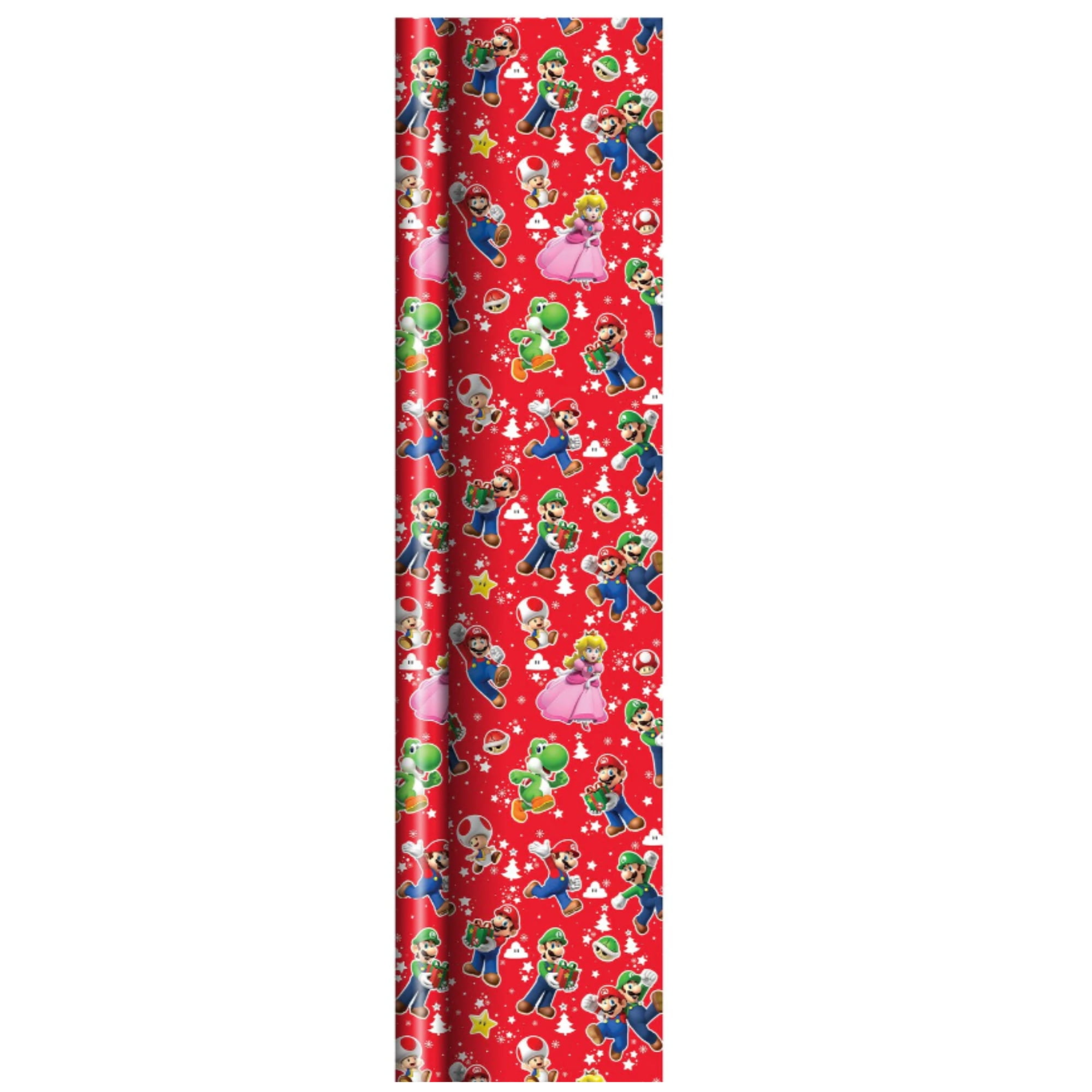 Super Mario Cartoon Character Xmas Gift Wrap, 50 Sq. ft. Premium Paper ...