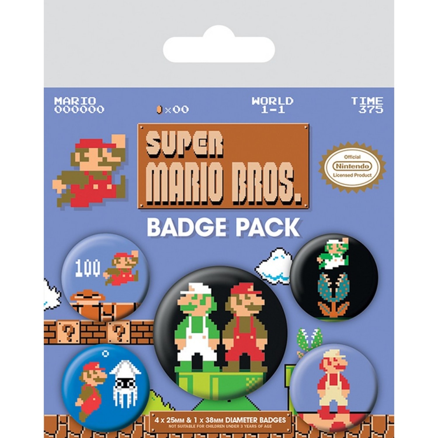 Super Mario Retro Badge Set (Pack of 5) - Walmart.com