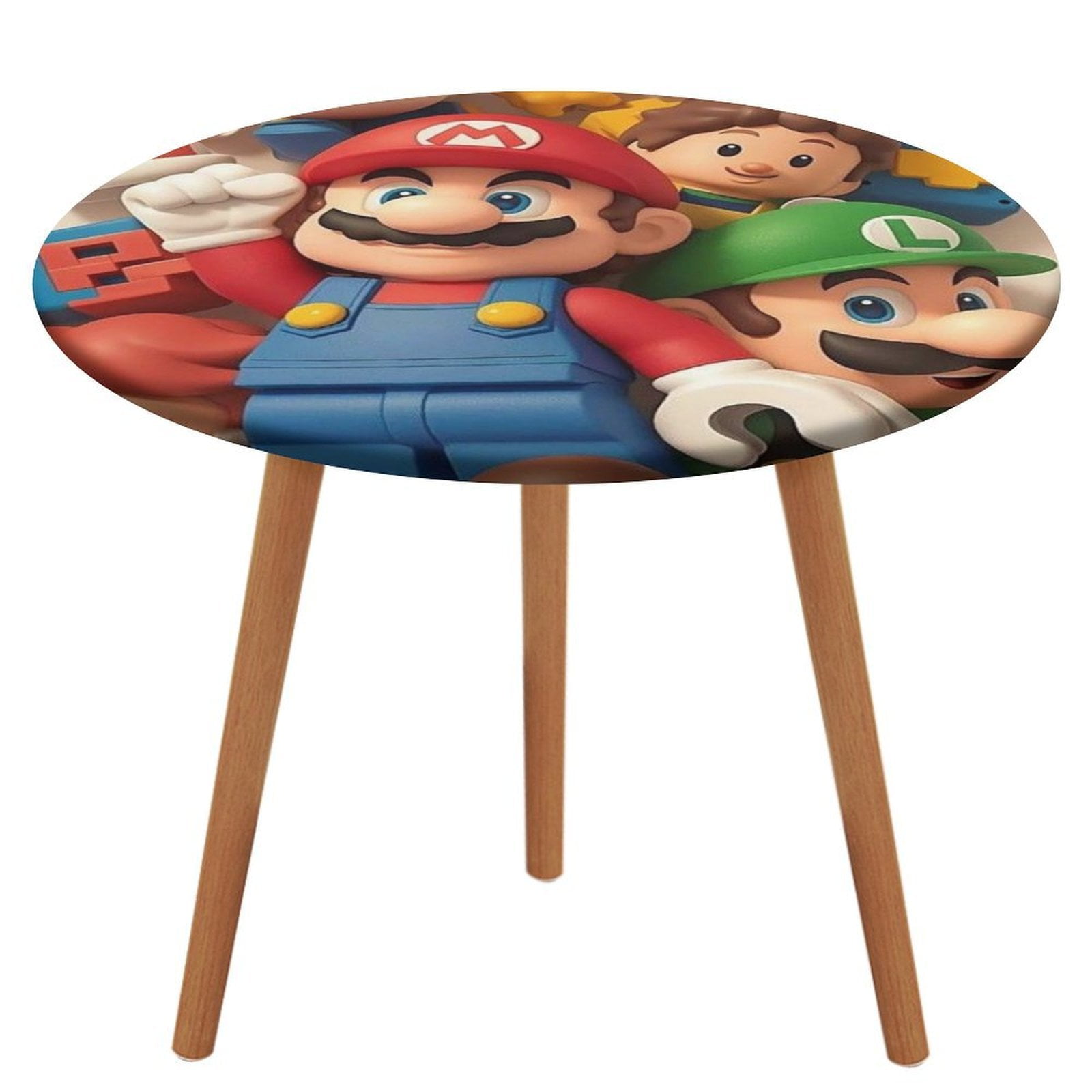 Super Mario Round Fitted Tablecloth with Elastic Edge,Water-Resistant ...
