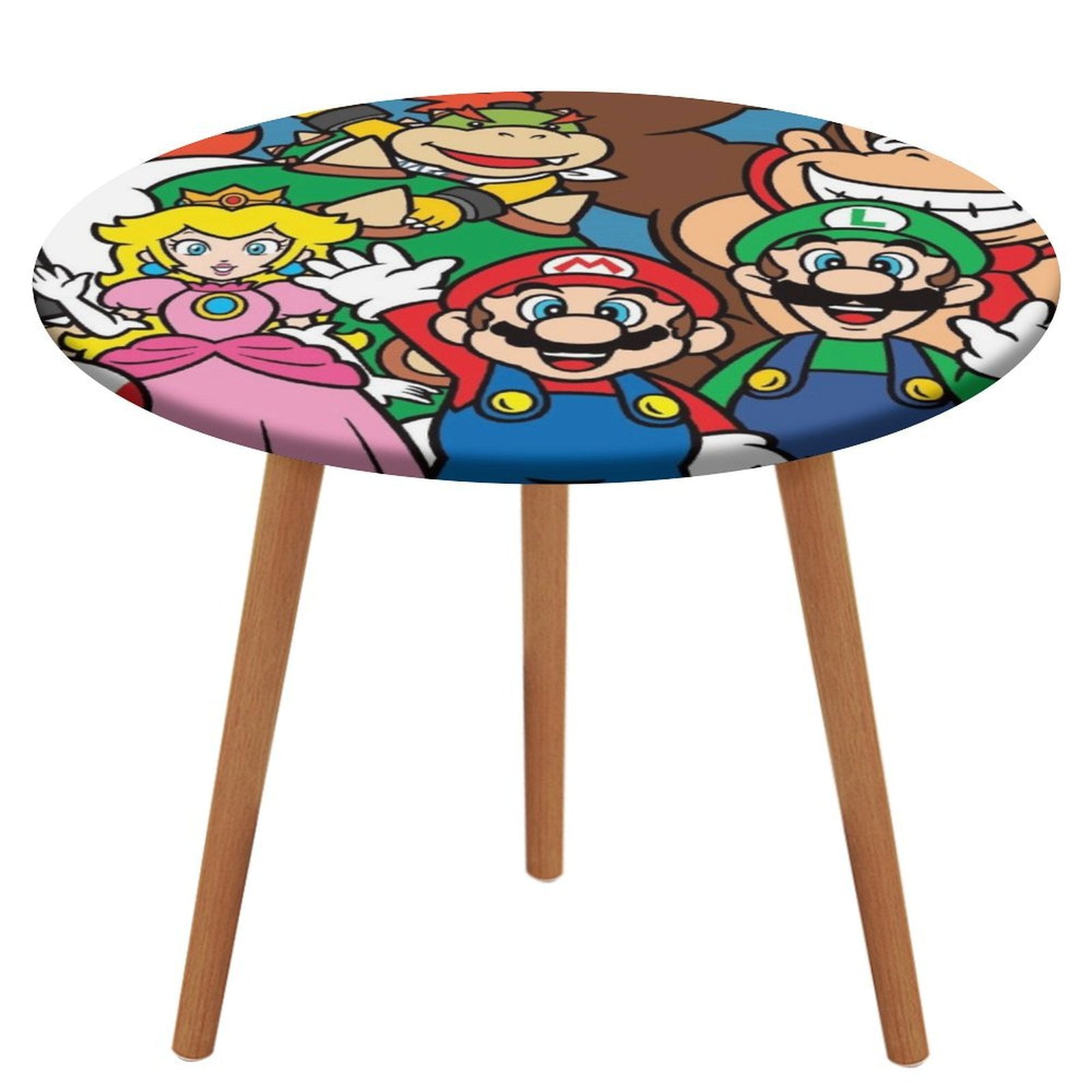 Super Mario Round Fitted Tablecloth with Elastic Edge,Water-Resistant ...