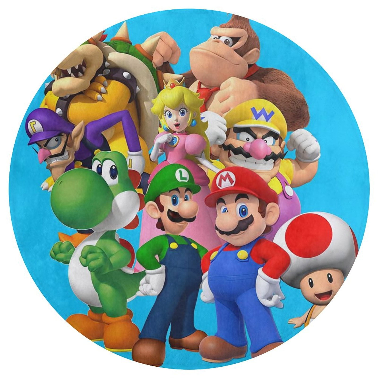 Super Mario Round Rug Non-Slip Cute Cartoon Soft Floor Playing Mat for ...