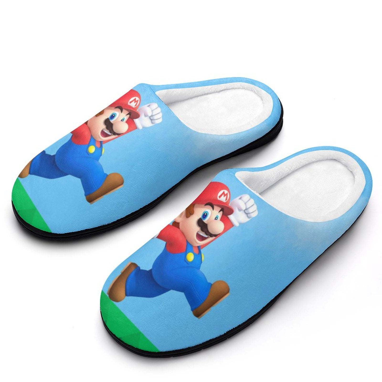 Super Mario Run Men's Cotton Slippers Winter Fuzzy Lightweight Anti ...