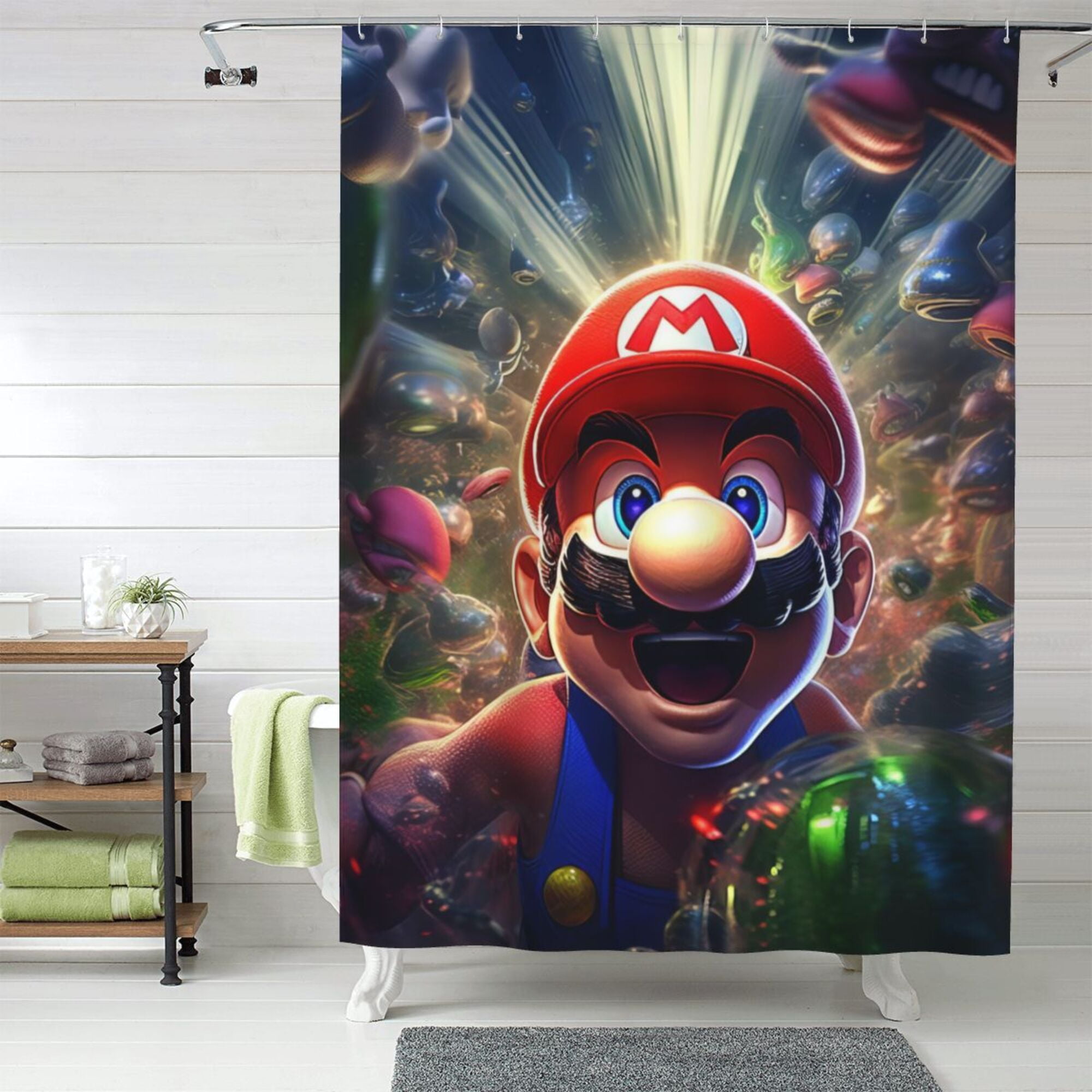 Super Mario Shower Curtain, 60 x 72 inch Waterproof Fabric Shower ...