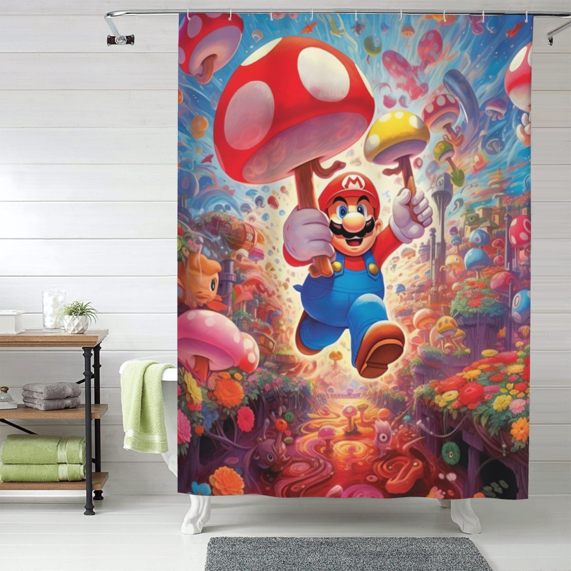 Super Mario Shower Curtain, 60 x 72 inch Waterproof Fabric Shower ...