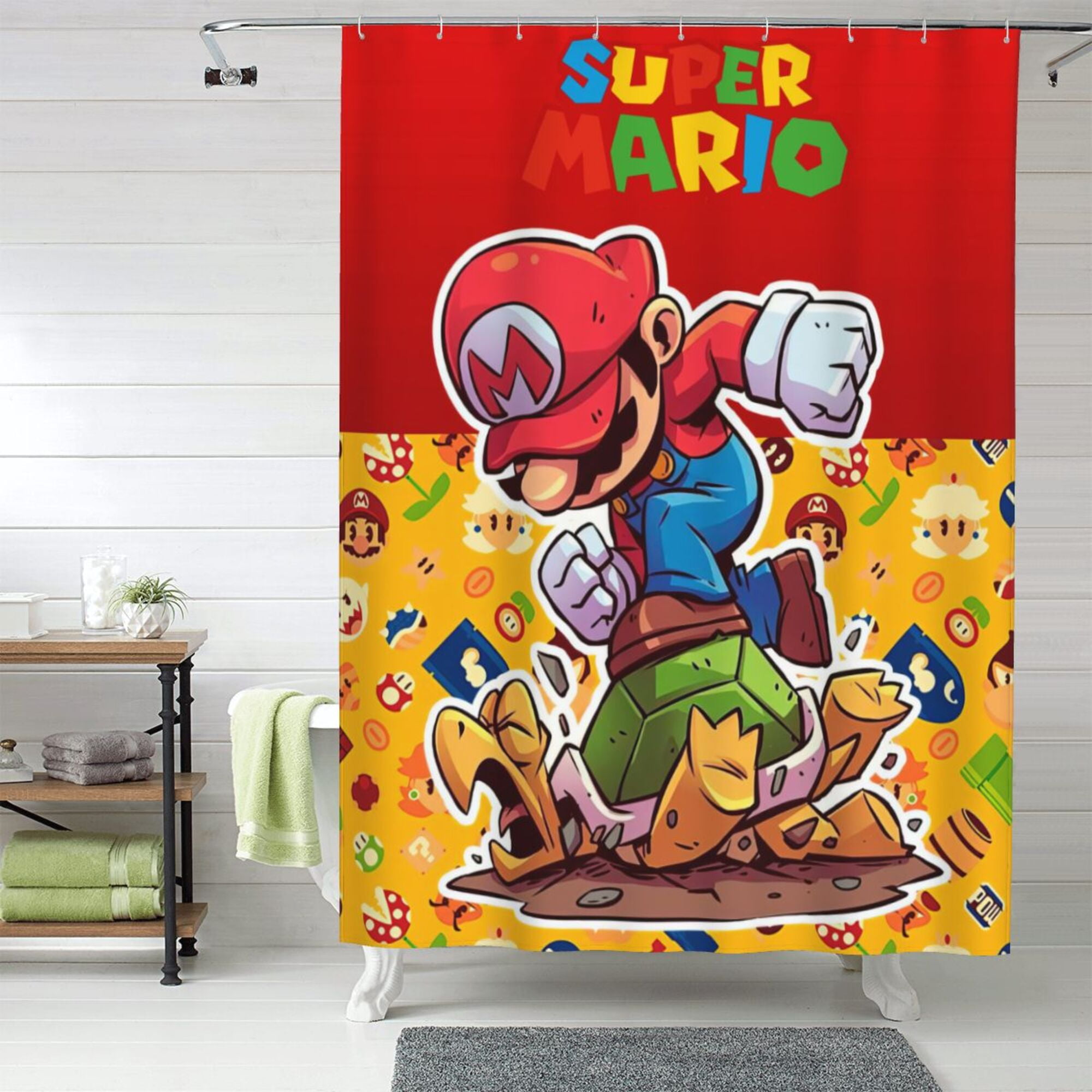 Super Mario Shower Curtain, 60 x 72 inch Waterproof Fabric Shower ...