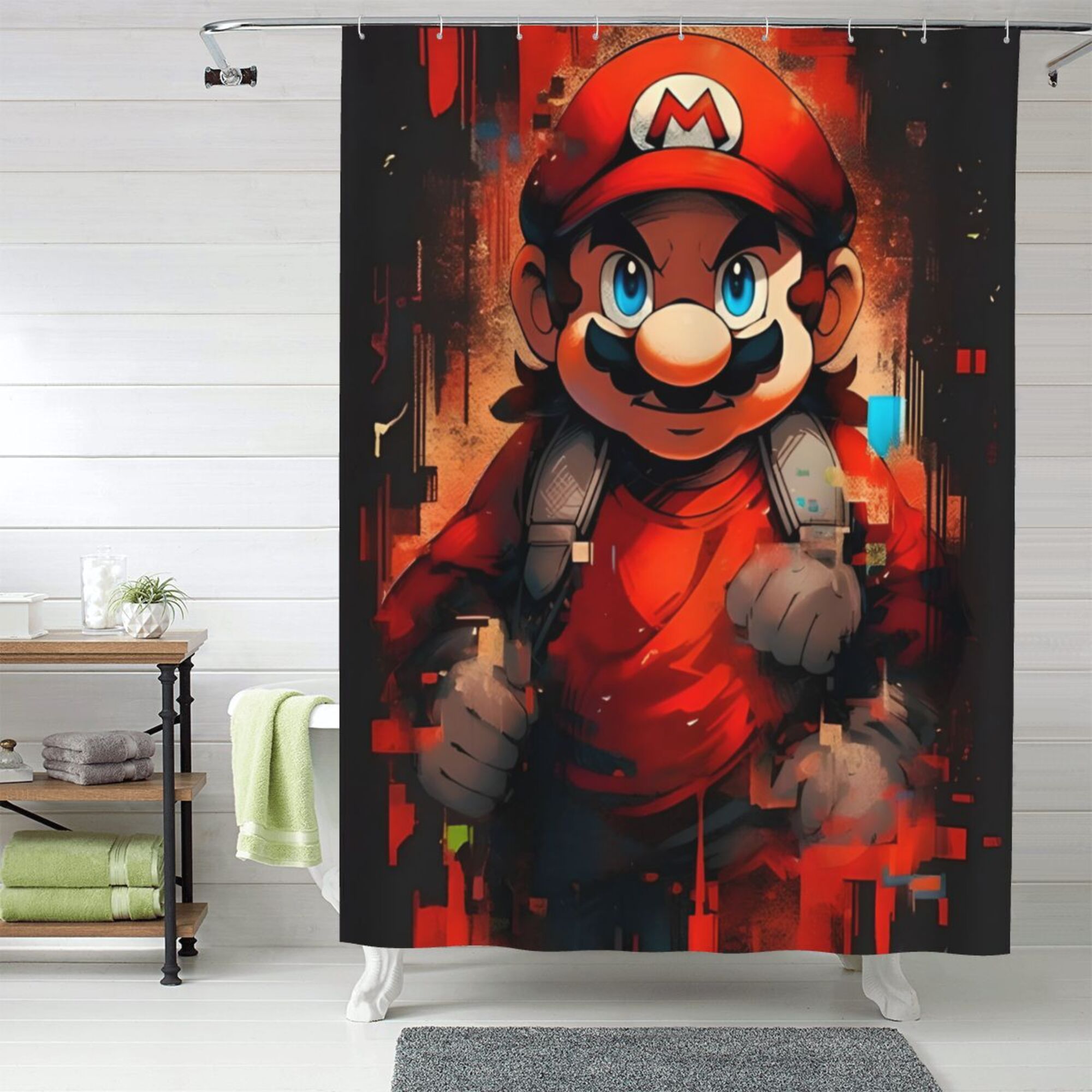 Super Mario Shower Curtain, 60 x 72 inch Waterproof Fabric Shower ...