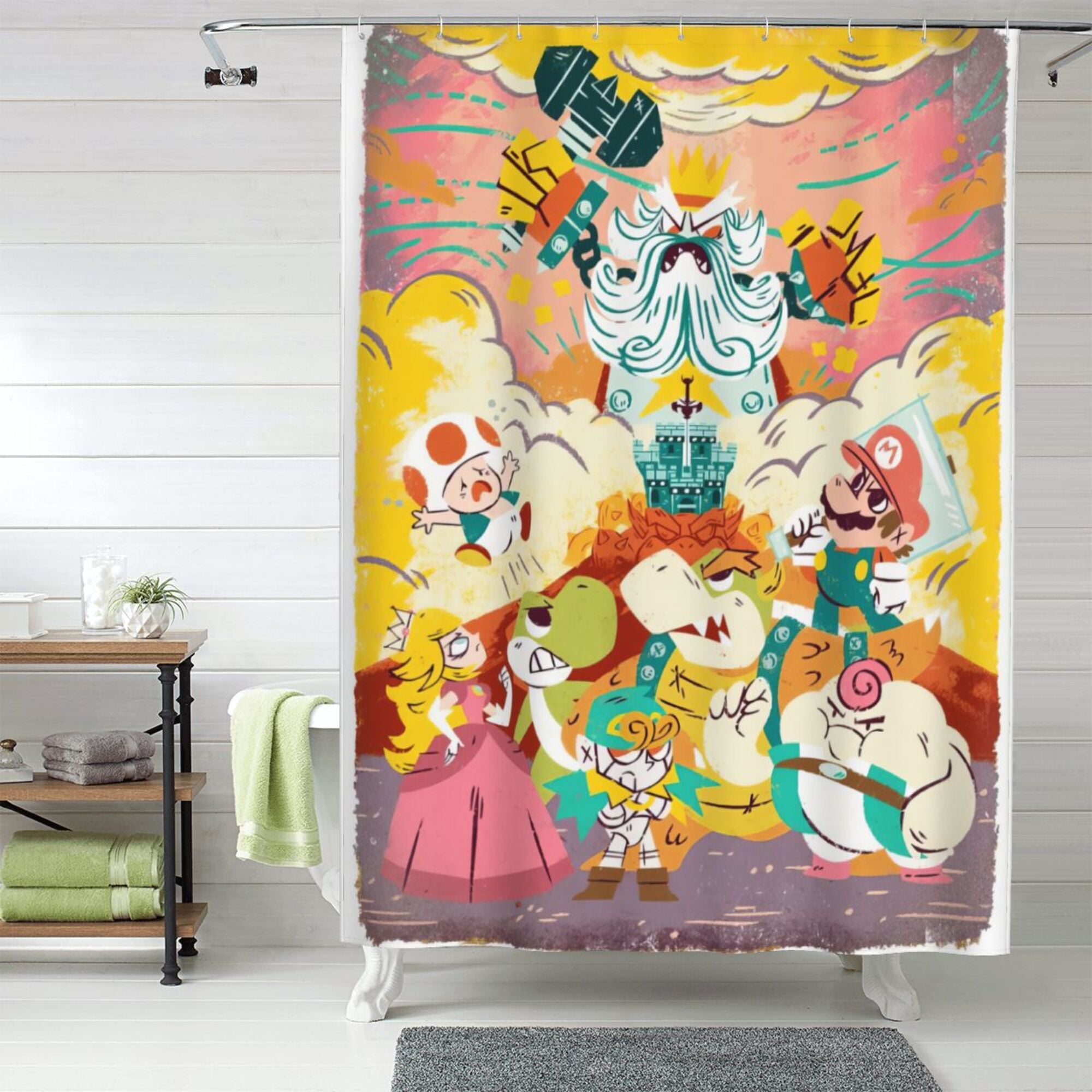 Super Mario Shower Curtain, 60 x 72 inch Waterproof Fabric Shower ...