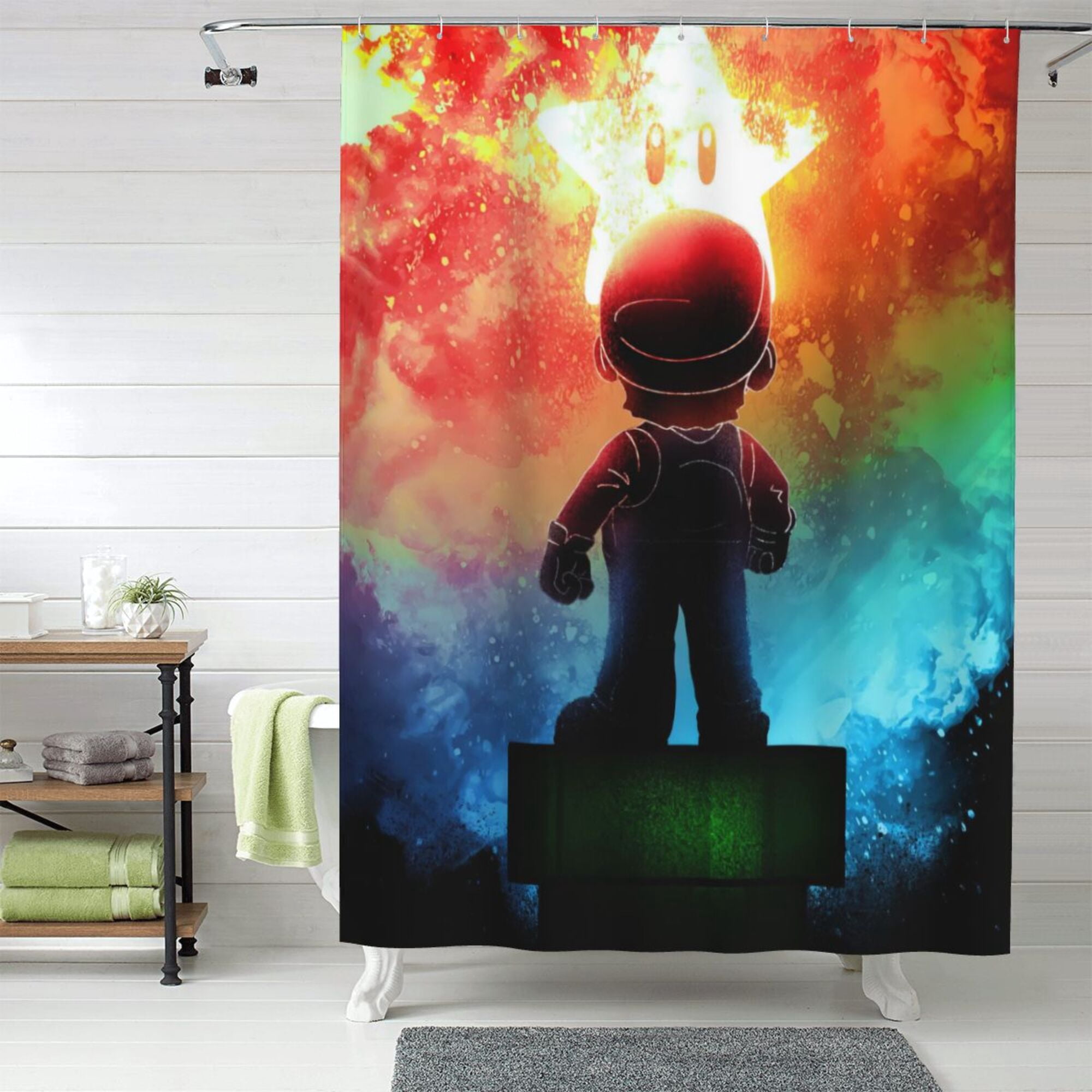 Super Mario Shower Curtain, 60 x 72 inch Waterproof Fabric Shower ...
