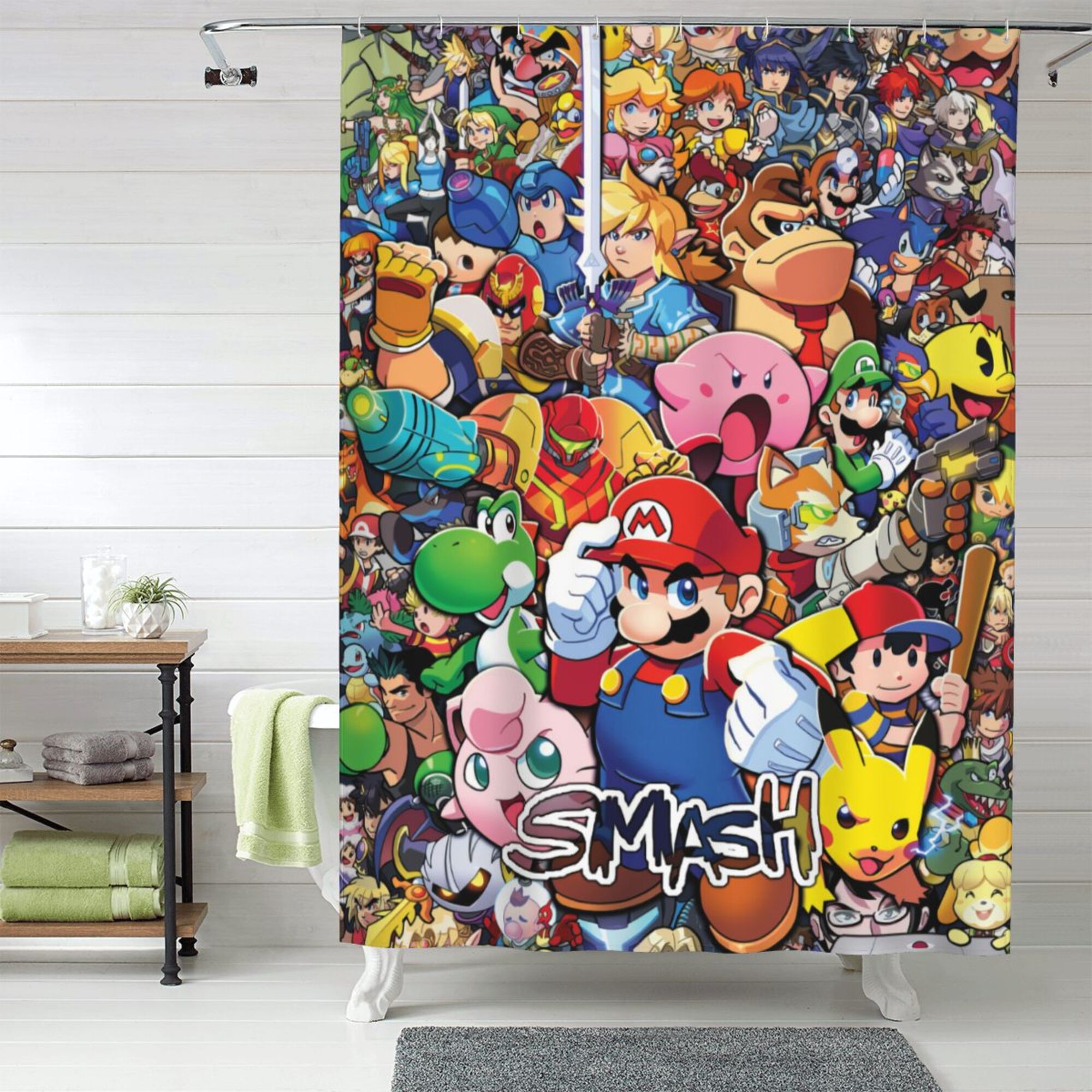 Super Mario Shower Curtain, 60 x 72 inch Waterproof Fabric Shower ...