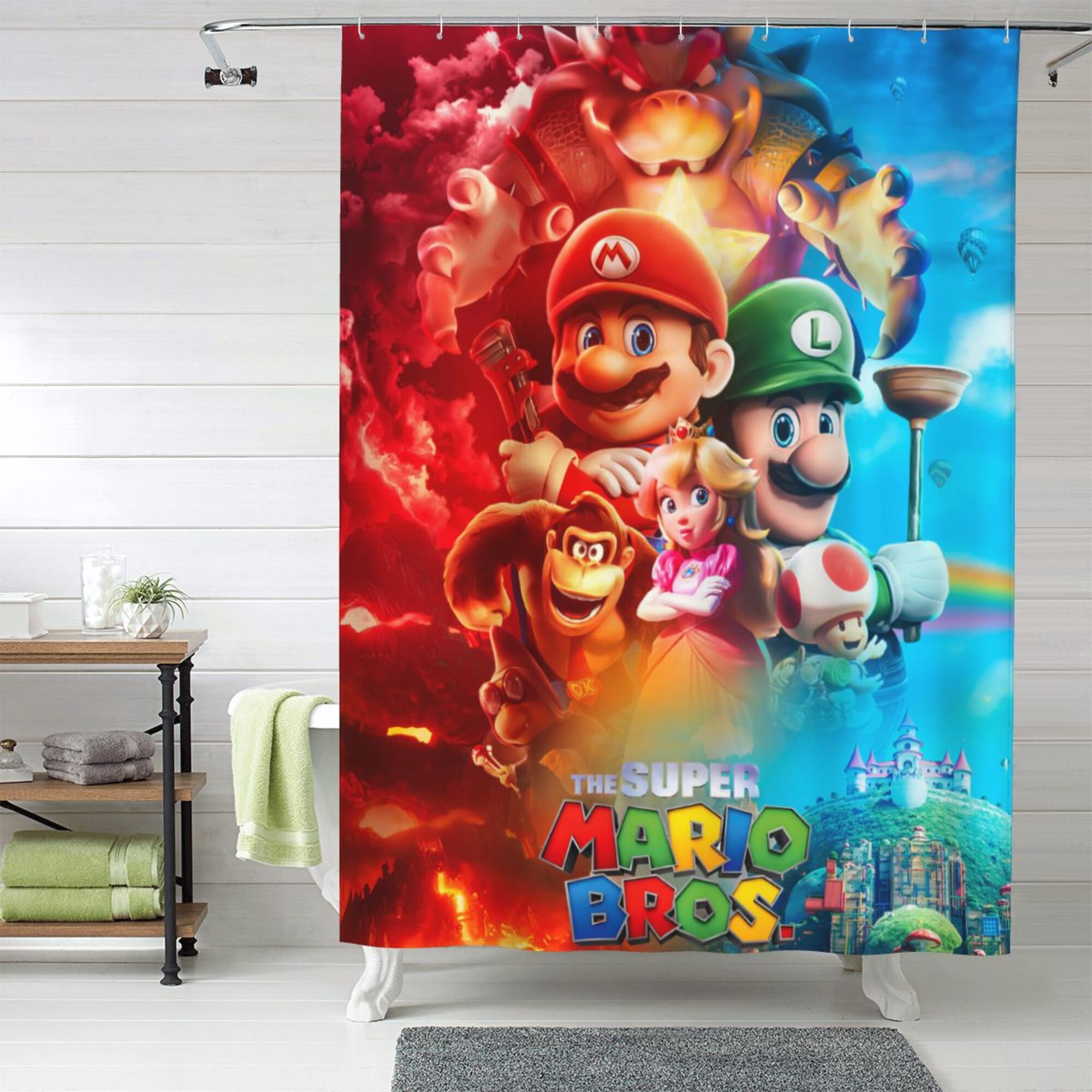 Super Mario Shower Curtain, 60 x 72 inch Waterproof Fabric Shower ...