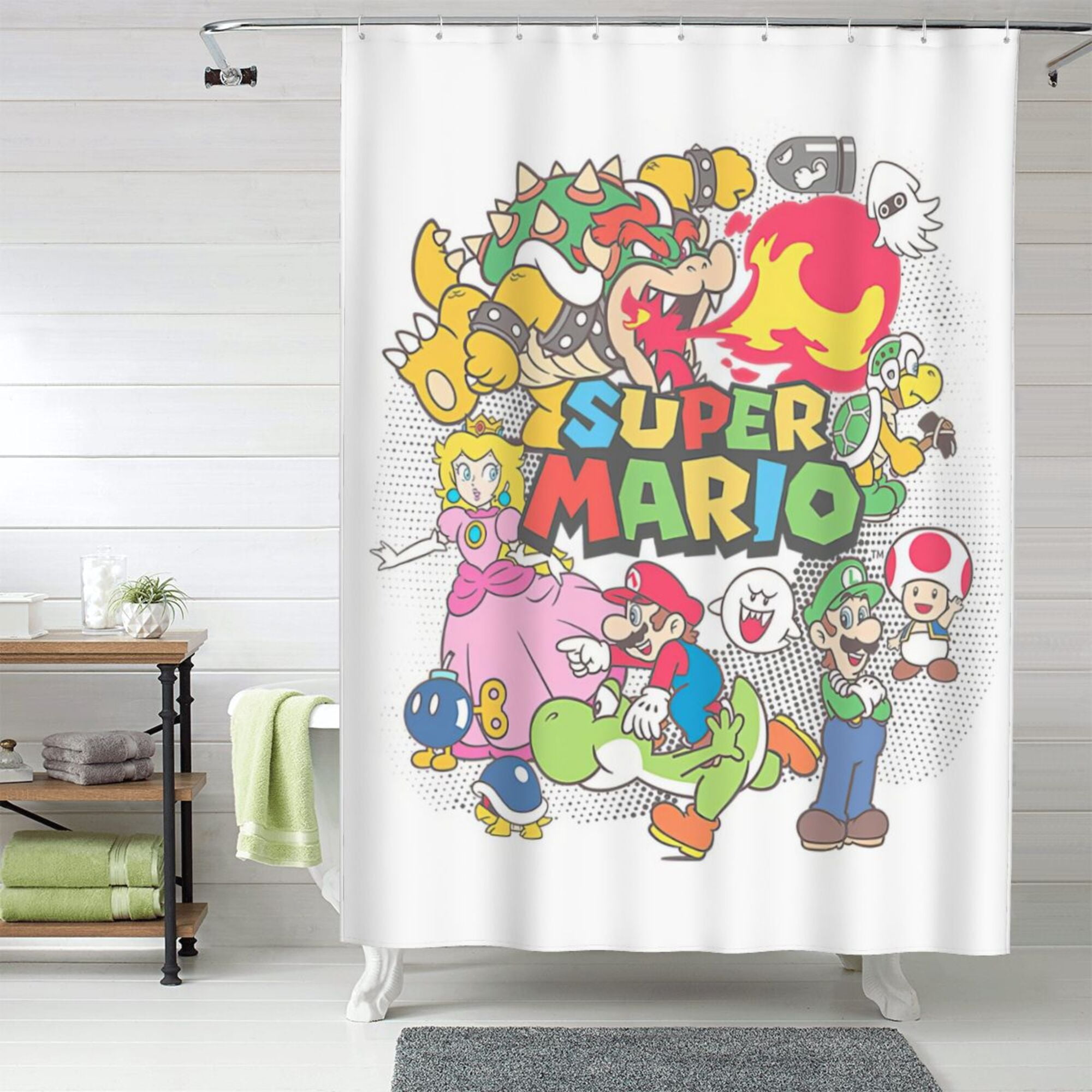 Super Mario Shower Curtain, 60 x 72 inch Waterproof Fabric Shower ...