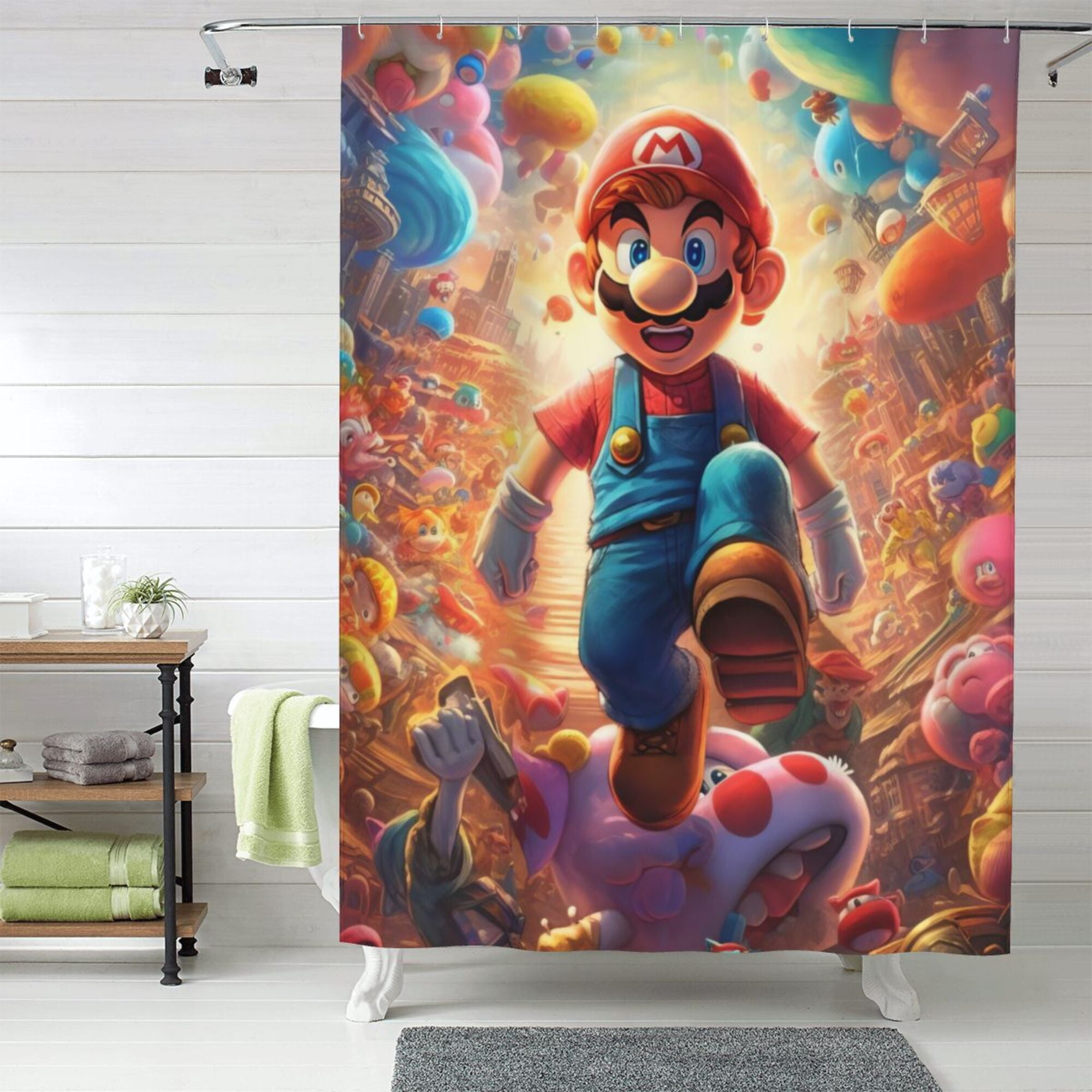 Super Mario Shower Curtain, 60 x 72 inch Waterproof Fabric Shower ...