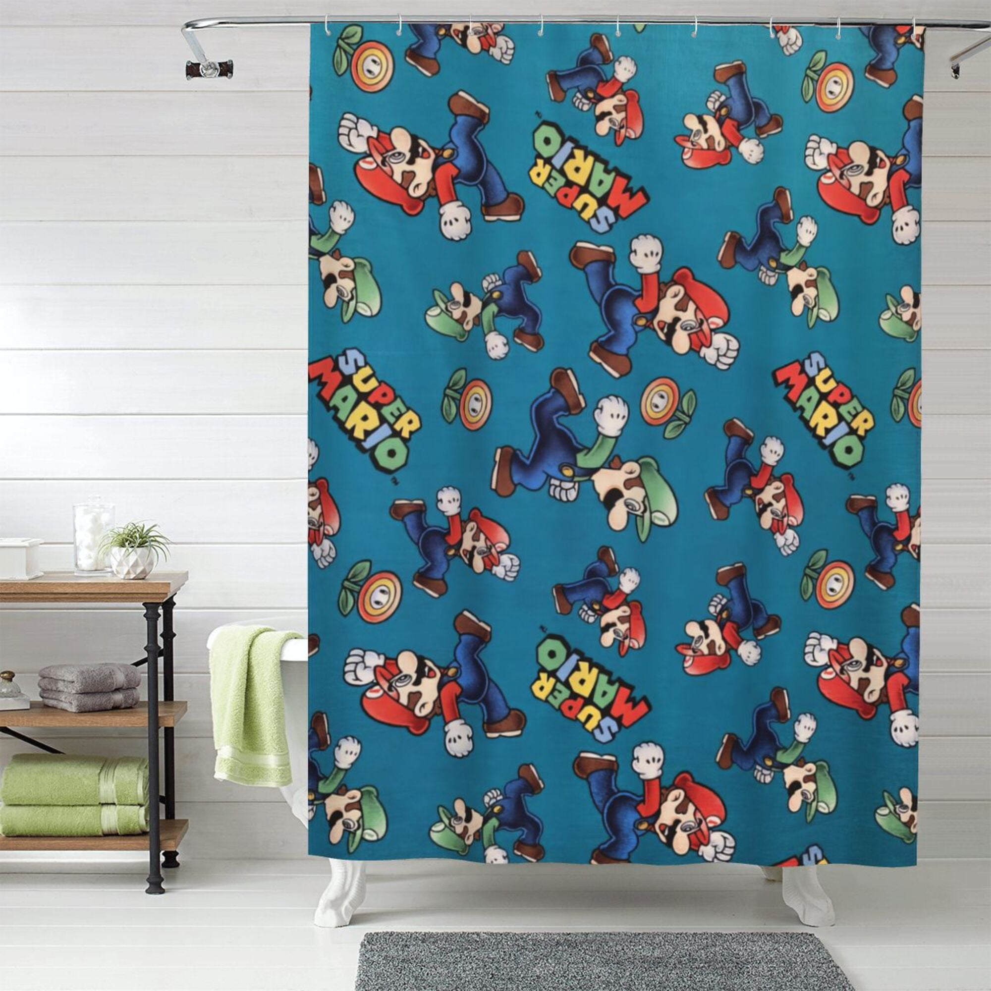 Super Mario Shower Curtain, 60 x 72 inch Waterproof Fabric Shower ...