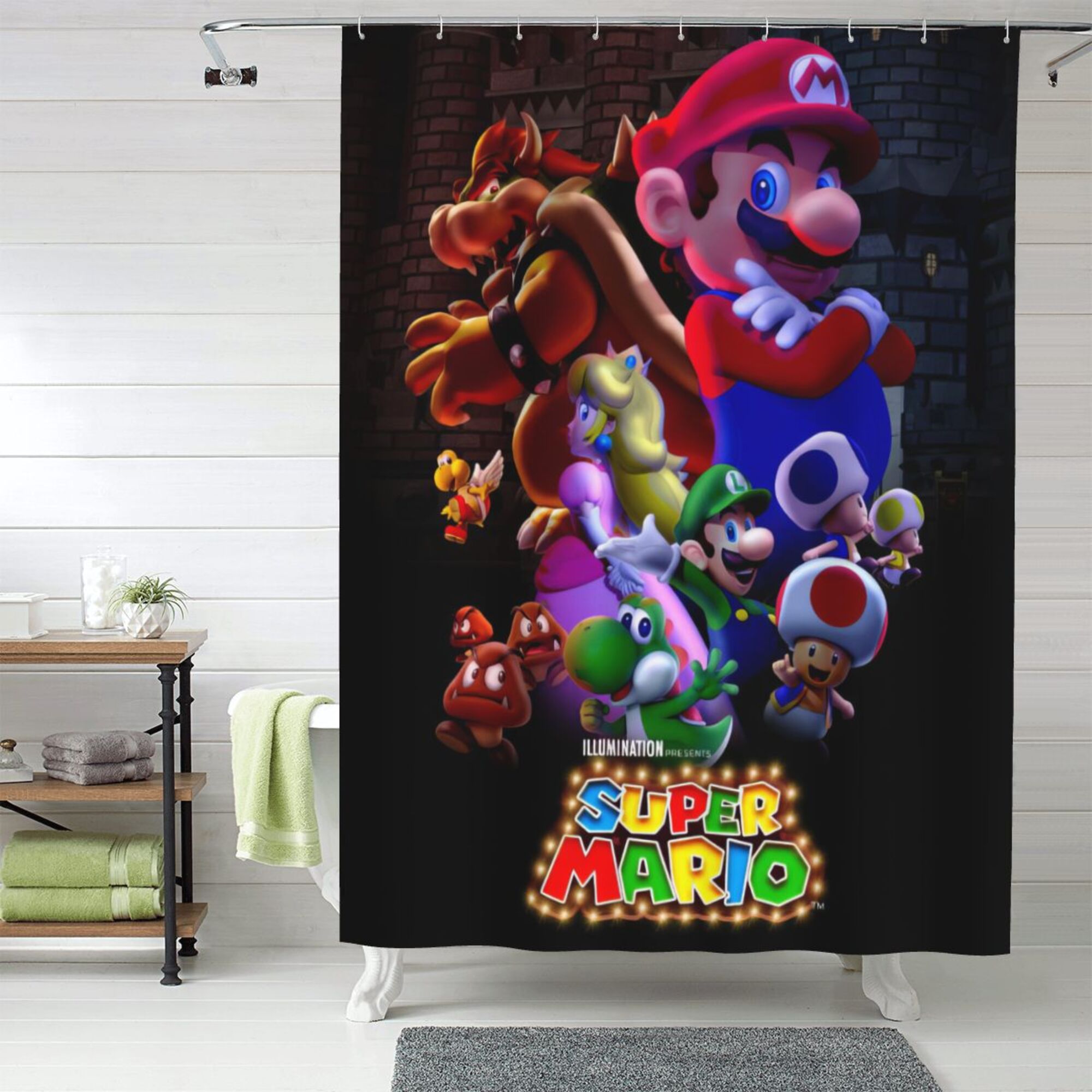 Super Mario Shower Curtain, 60 x 72 inch Waterproof Fabric Shower ...