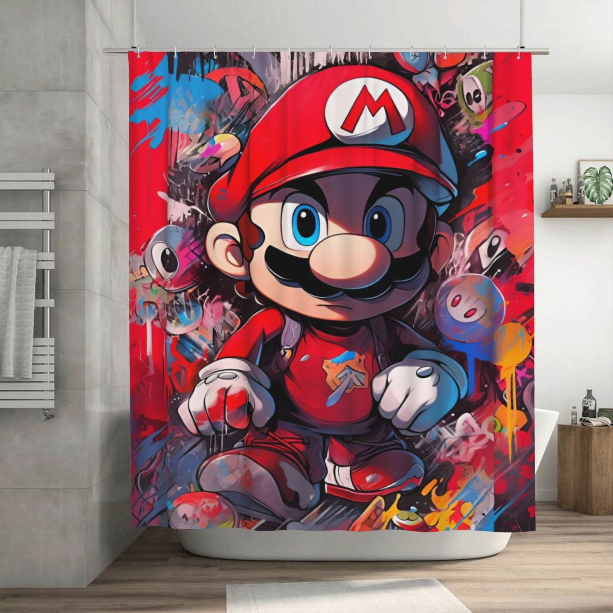 Super Mario Shower Curtain, 72 x 72 inch Waterproof Fabric Shower ...