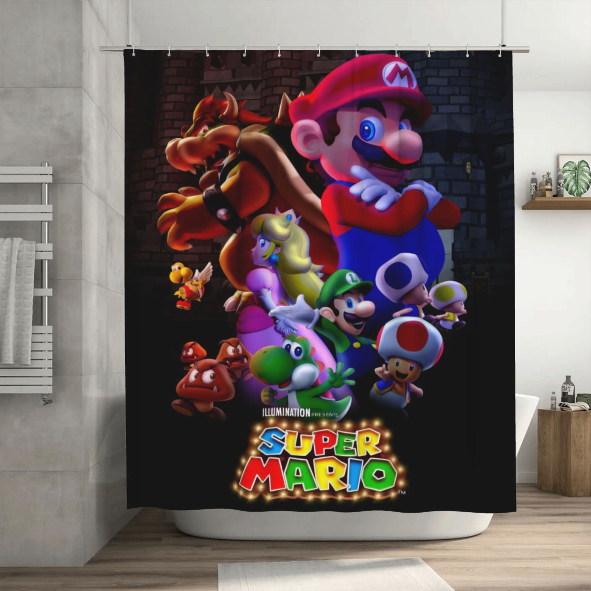 Super Mario Shower Curtain, 72 x 72 inch Waterproof Fabric Shower ...