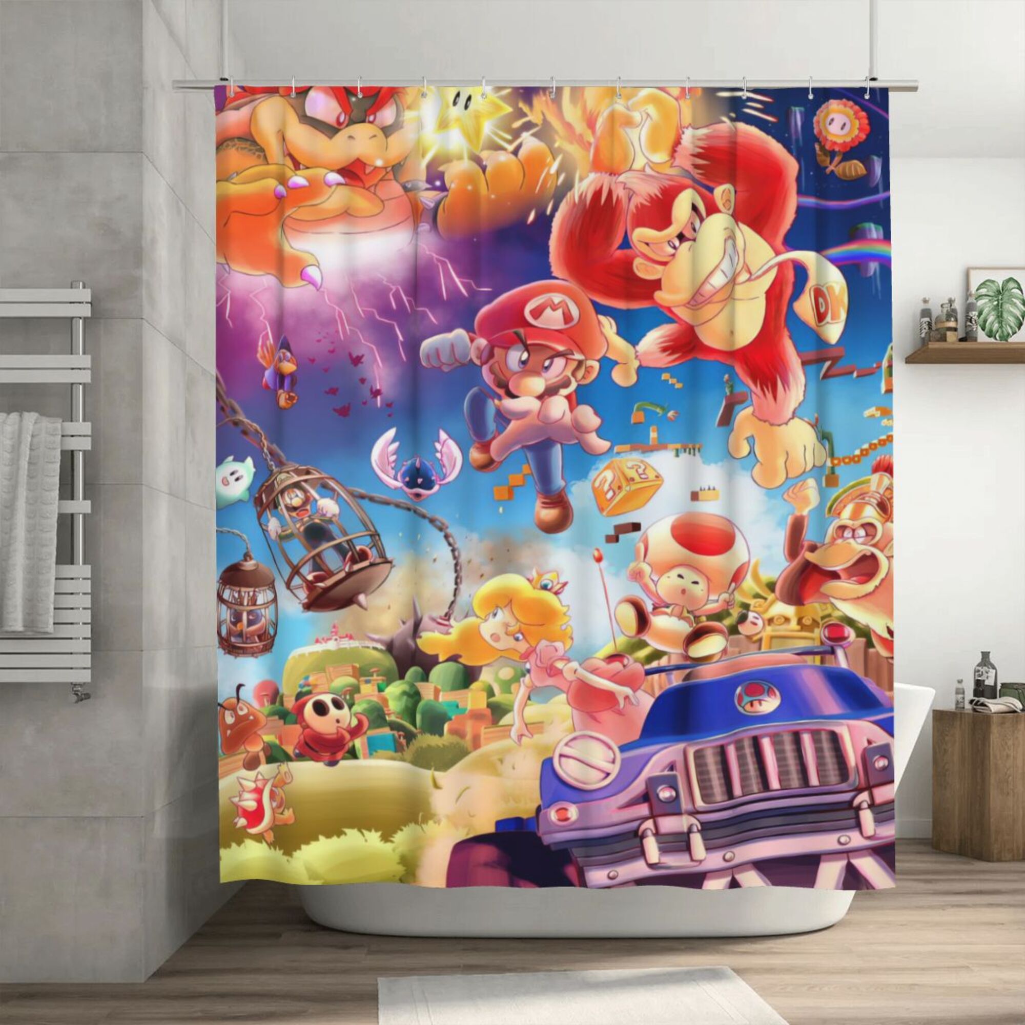 Super Mario Shower Curtain, 72 x 72 inch Waterproof Fabric Shower ...