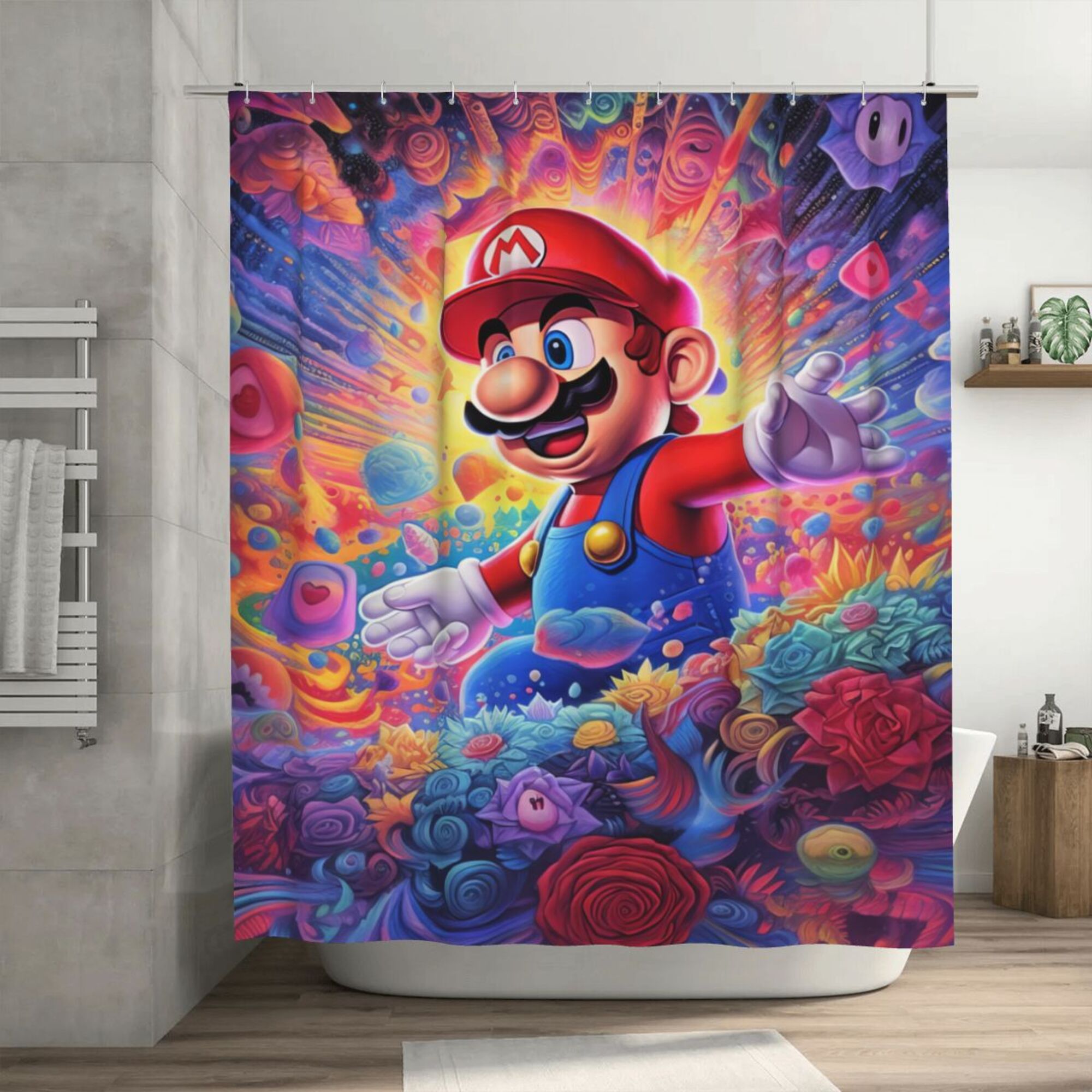 Super Mario Shower Curtain, 72 x 72 inch Waterproof Fabric Shower ...