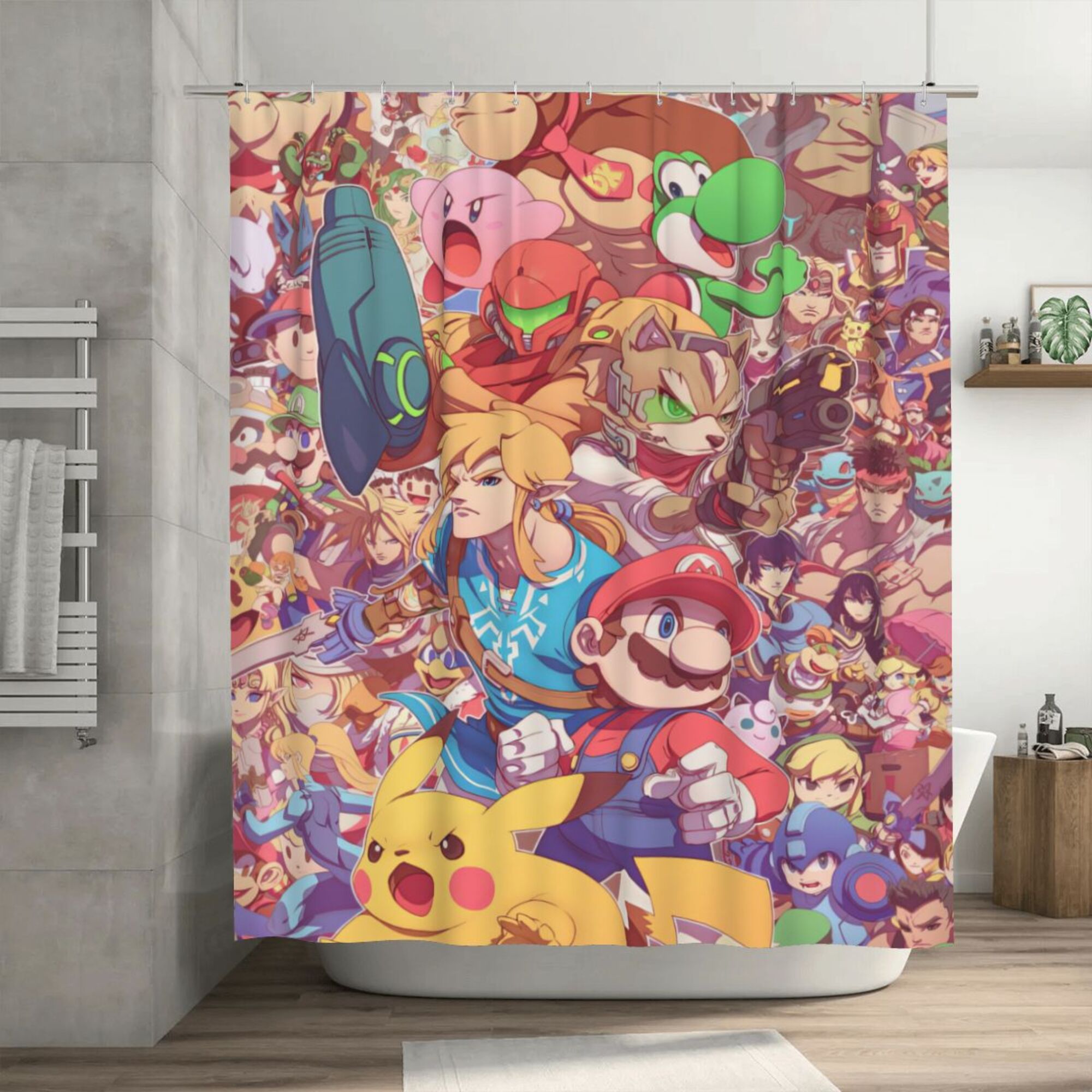 Super Mario Shower Curtain, 72 x 72 inch Waterproof Fabric Shower ...