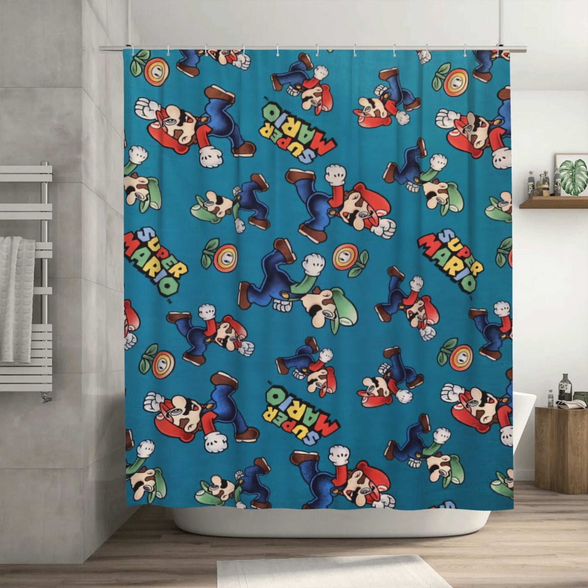 Super Mario Shower Curtain, 72 x 72 inch Waterproof Fabric Shower ...