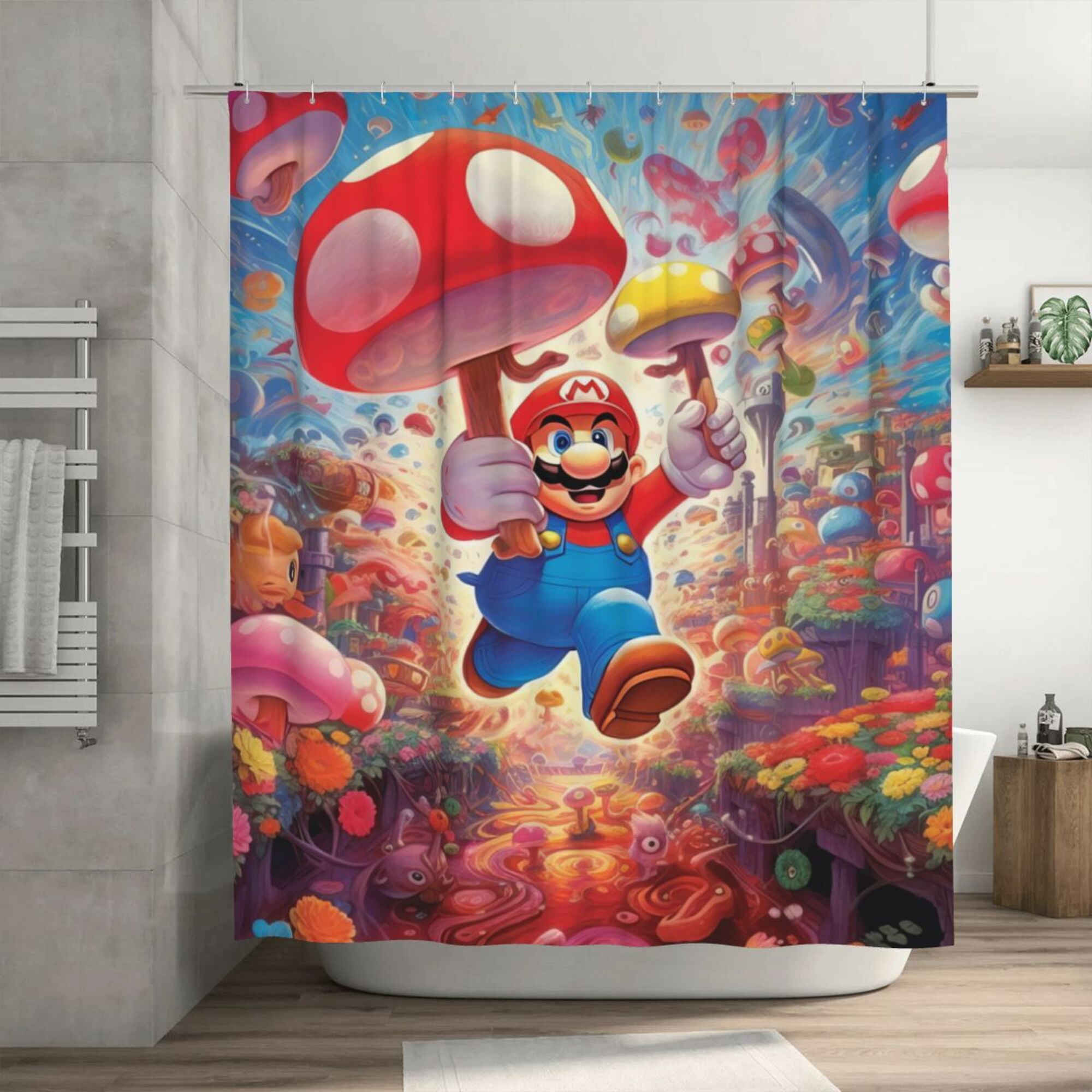 Super Mario Shower Curtain, 72 x 72 inch Waterproof Fabric Shower ...