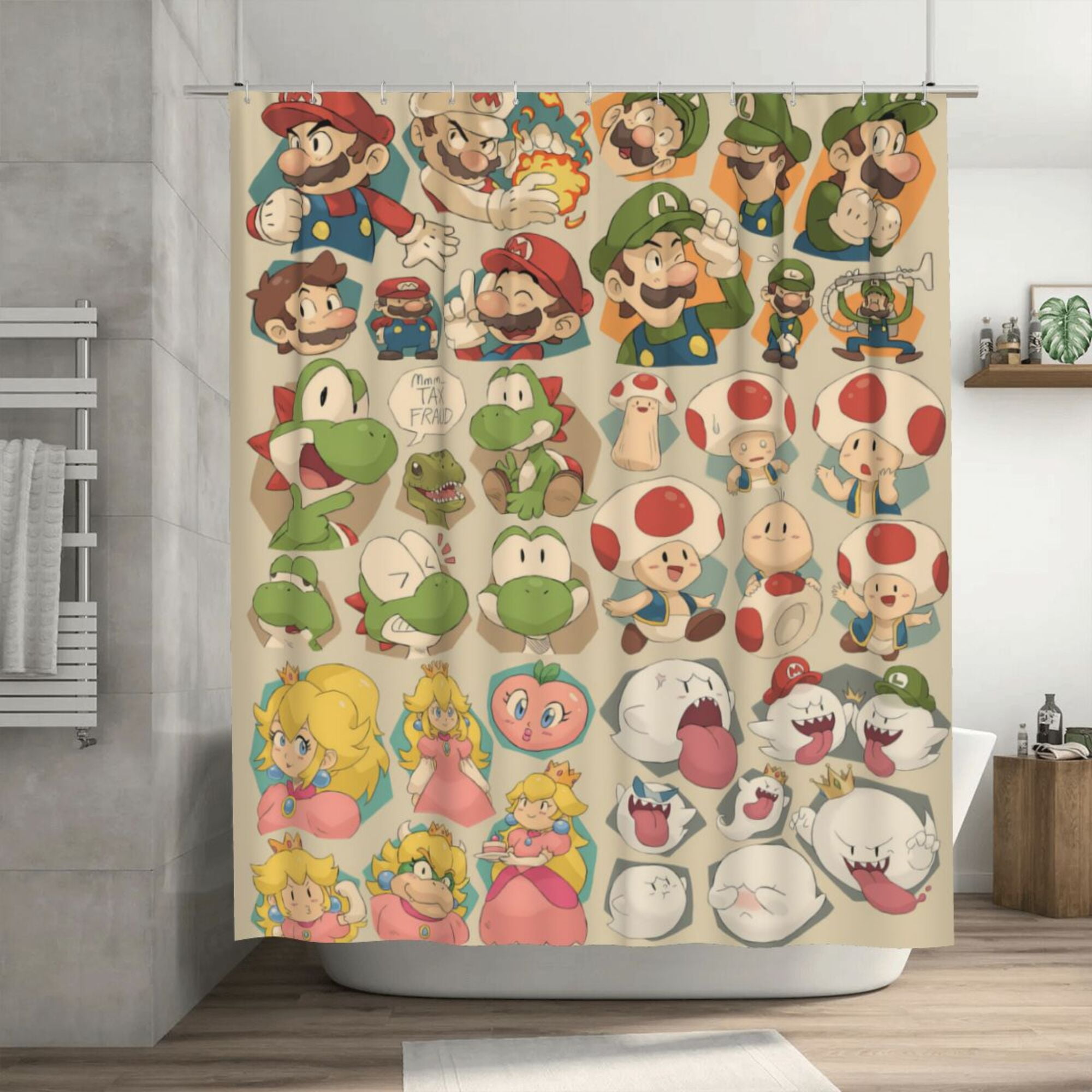 Super Mario Shower Curtain, 72 x 72 inch Waterproof Fabric Shower ...