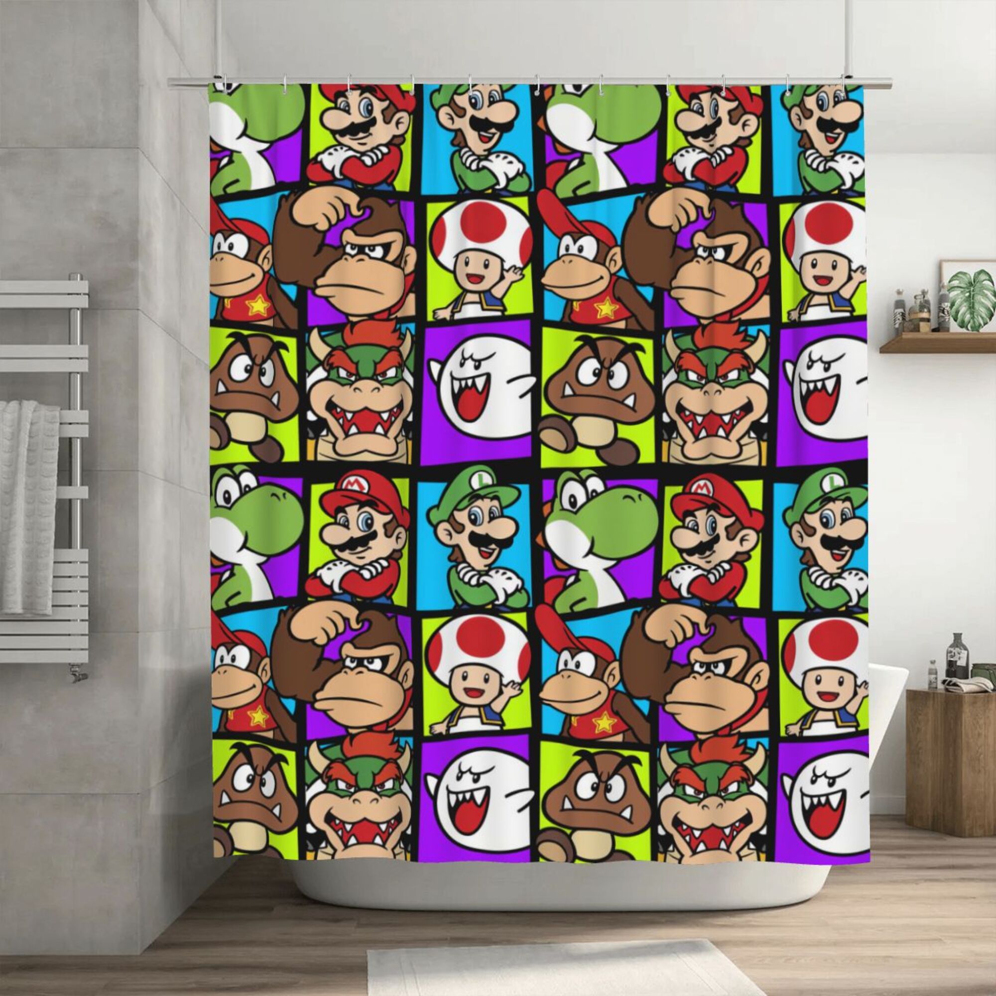 Super Mario Shower Curtain, 72 x 72 inch Waterproof Fabric Shower ...