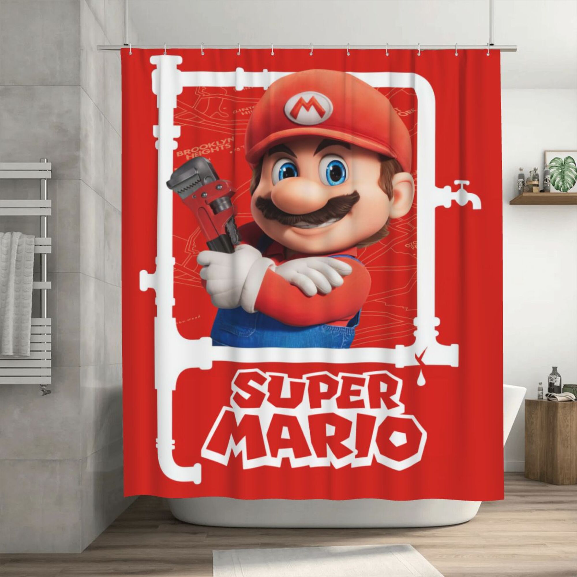 Super Mario Shower Curtain, 72 x 72 inch Waterproof Fabric Shower ...