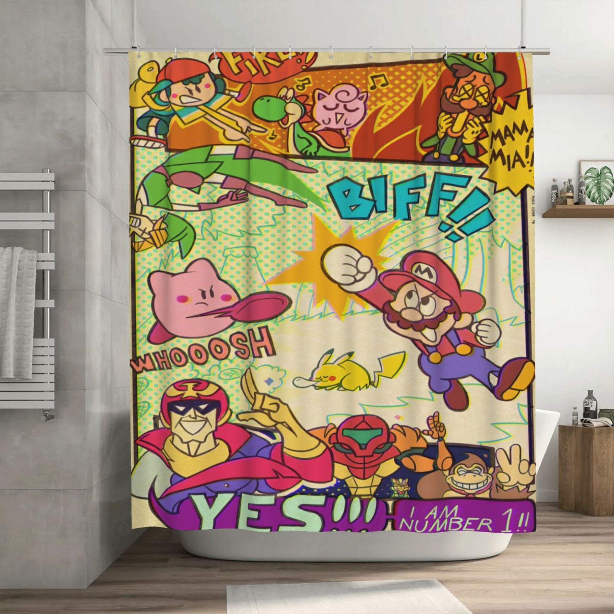 Super Mario Shower Curtain, 72 x 72 inch Waterproof Fabric Shower ...