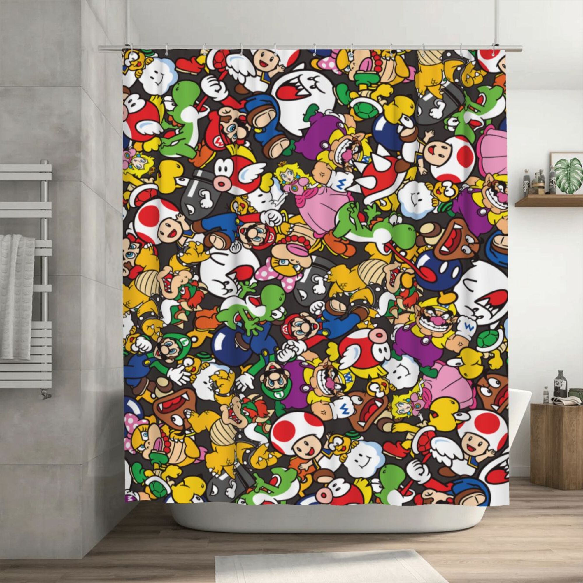 Super Mario Shower Curtain, 72 x 72 inch Waterproof Fabric Shower ...