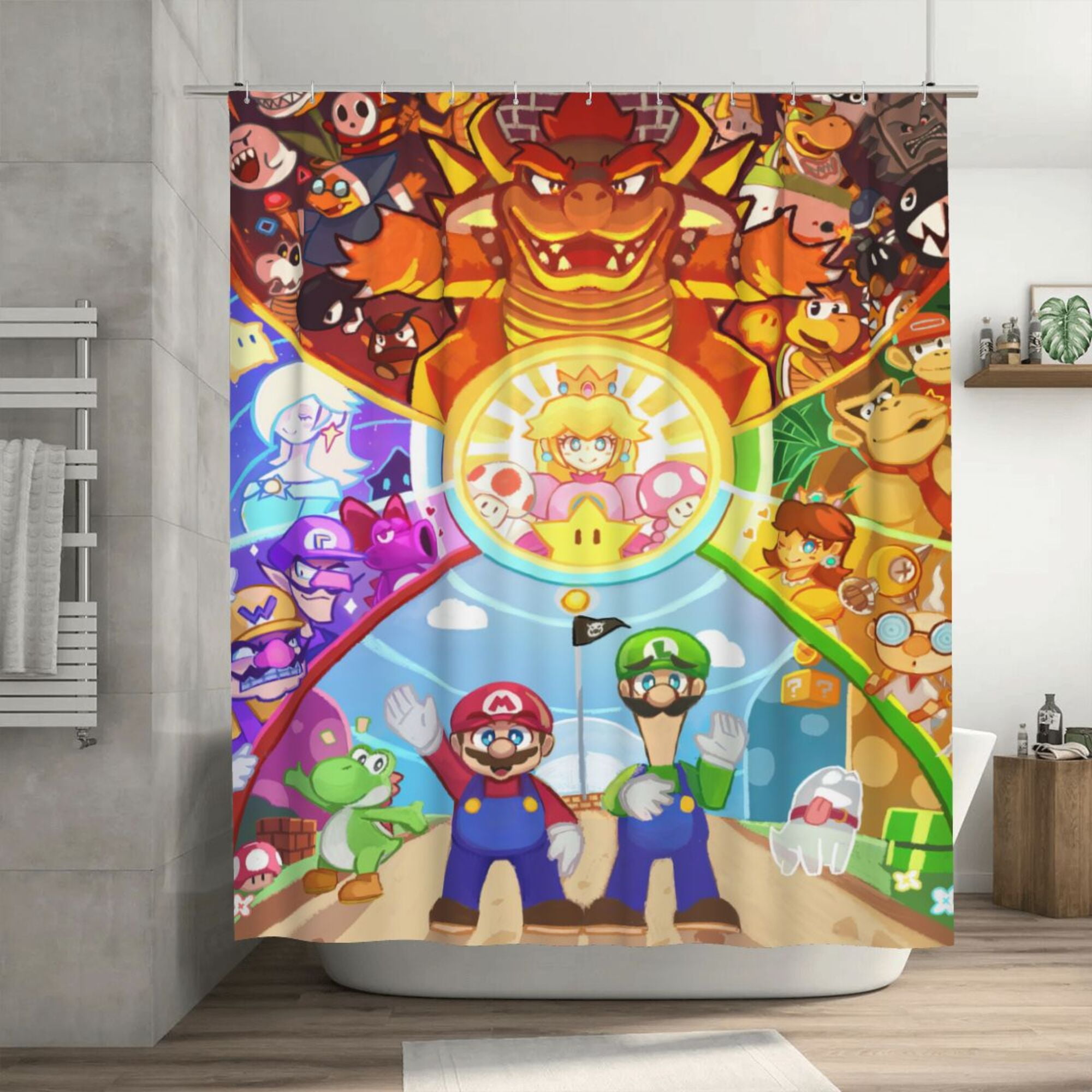 Super Mario Shower Curtain, 72 x 72 inch Waterproof Fabric Shower ...