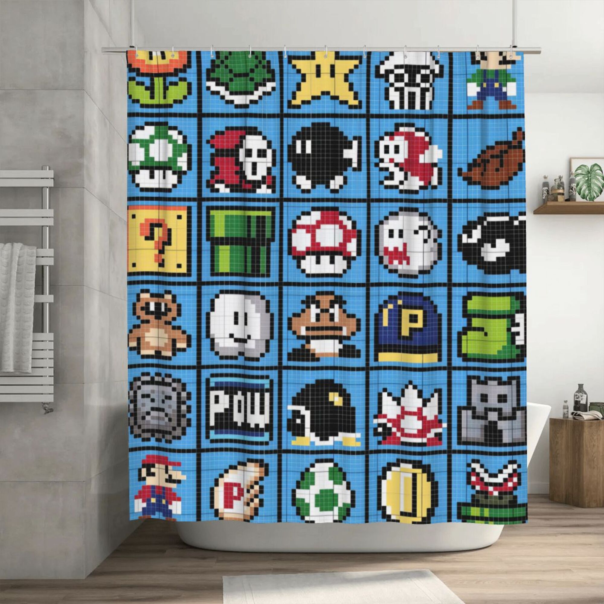 Super Mario Shower Curtain, 72 x 72 inch Waterproof Fabric Shower ...