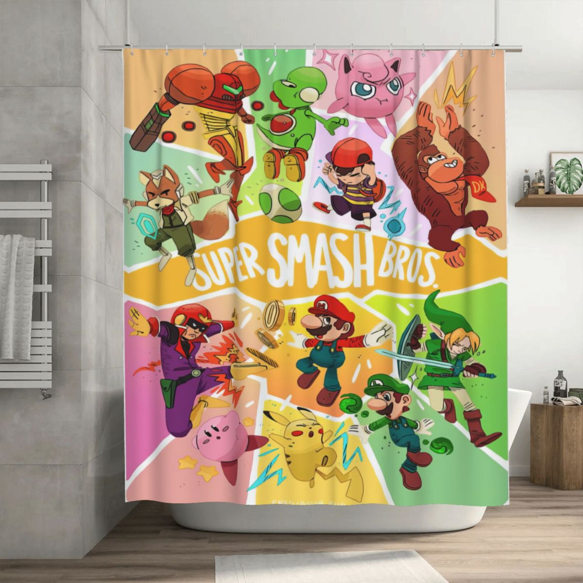 Super Mario Shower Curtain, 72 x 72 inch Waterproof Fabric Shower ...
