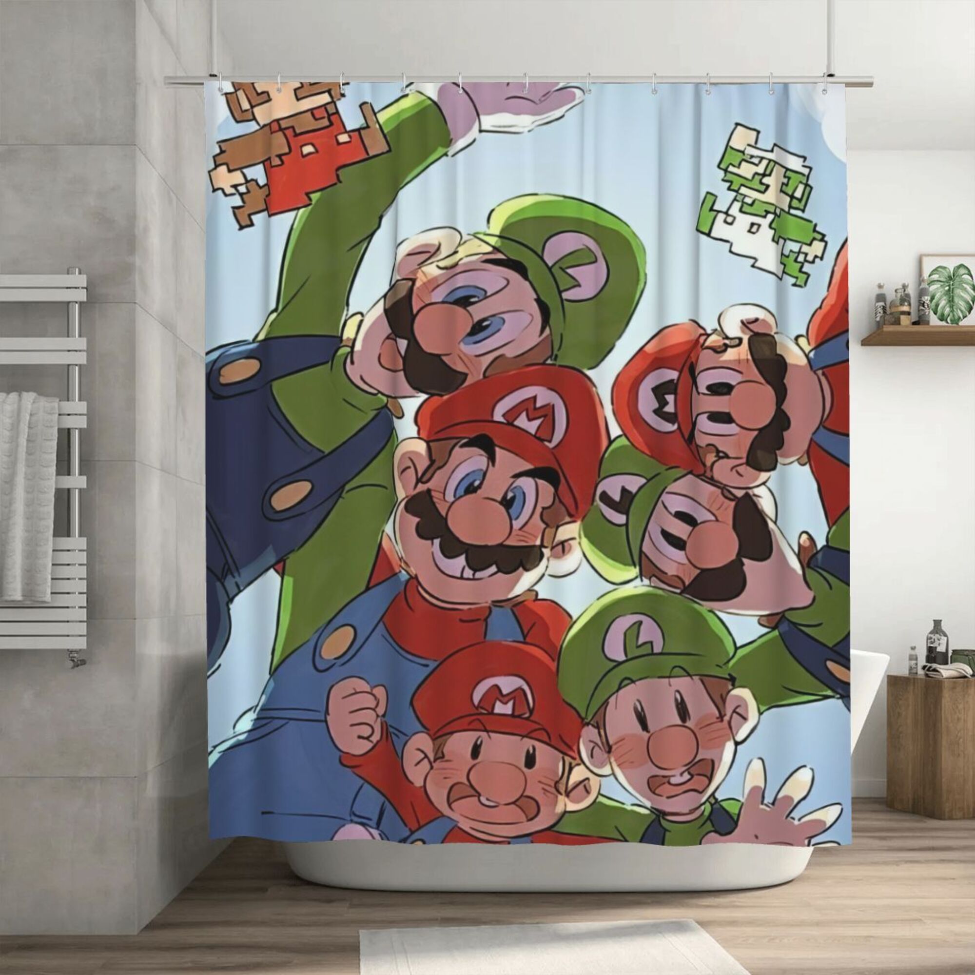 Super Mario Shower Curtain, 72 x 72 inch Waterproof Fabric Shower ...