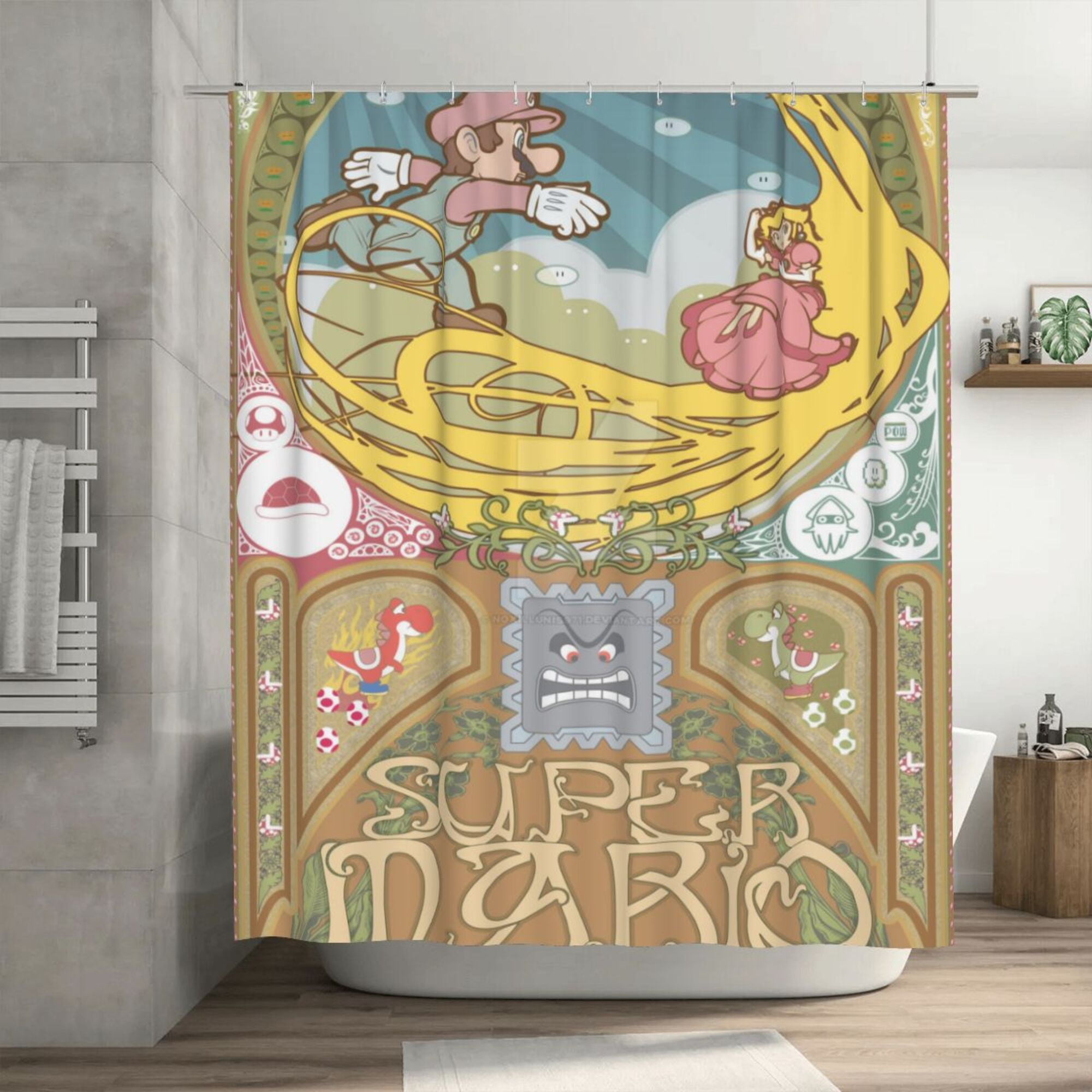 Super Mario Shower Curtain, 72 x 72 inch Waterproof Fabric Shower ...