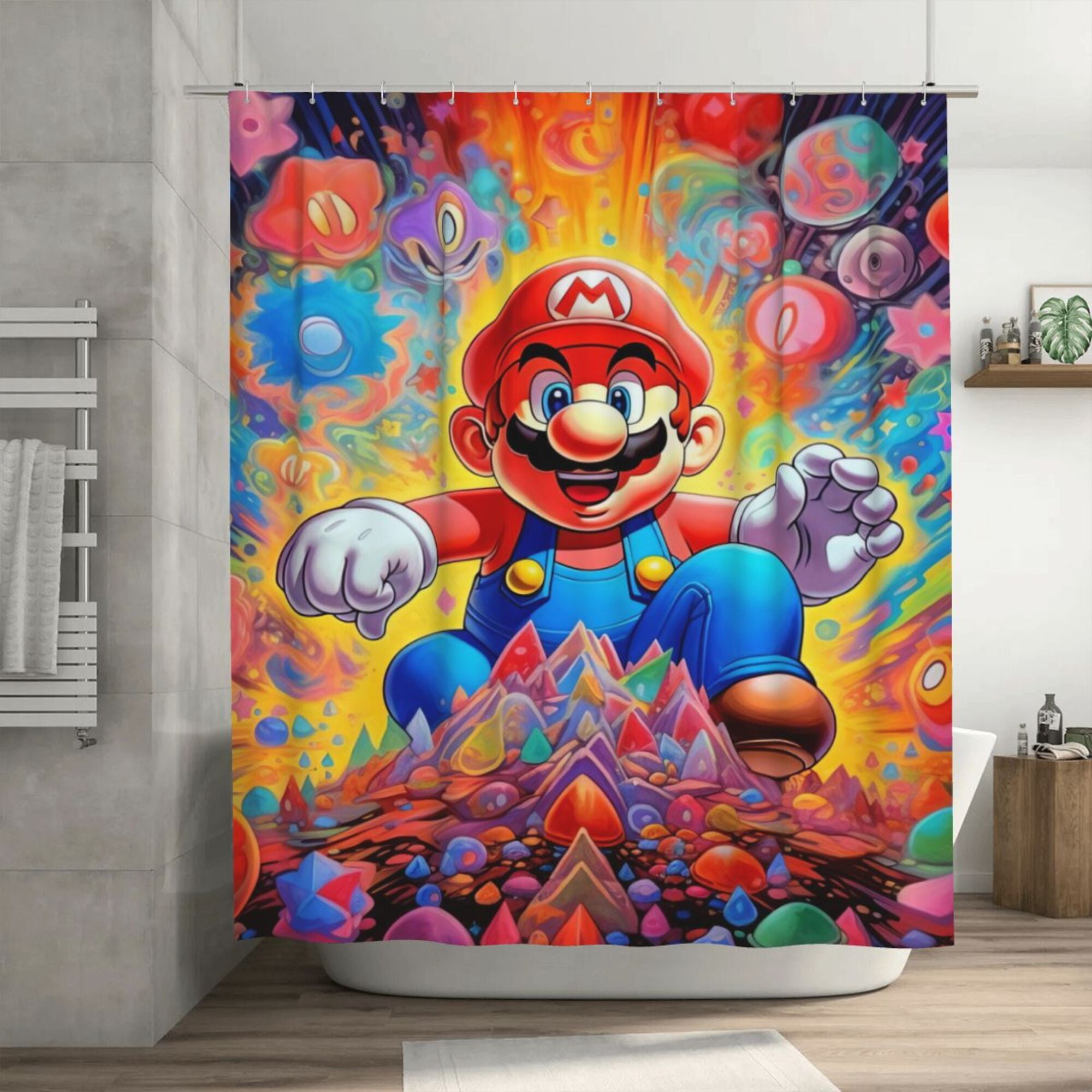 Super Mario Shower Curtain, 72 x 72 inch Waterproof Fabric Shower ...